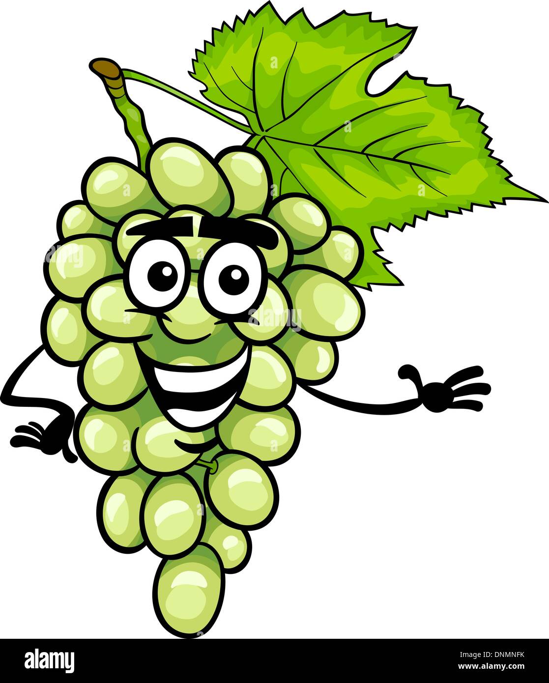 Cartoon Illustration of Funny White or Green Grapes Fruit Food Comic ...