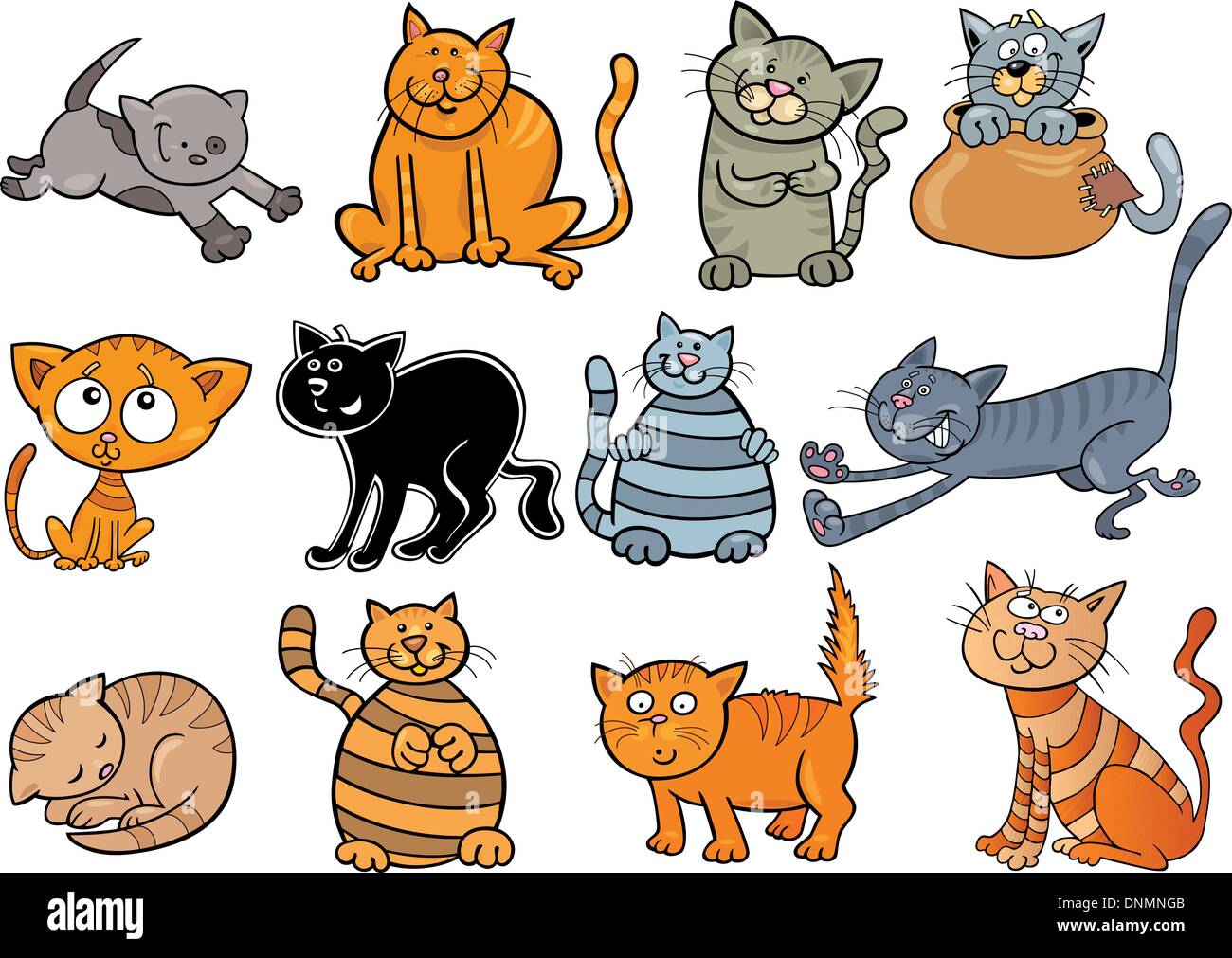 cartoon illustration of funny twelve cats set Stock Vector Image & Art ...