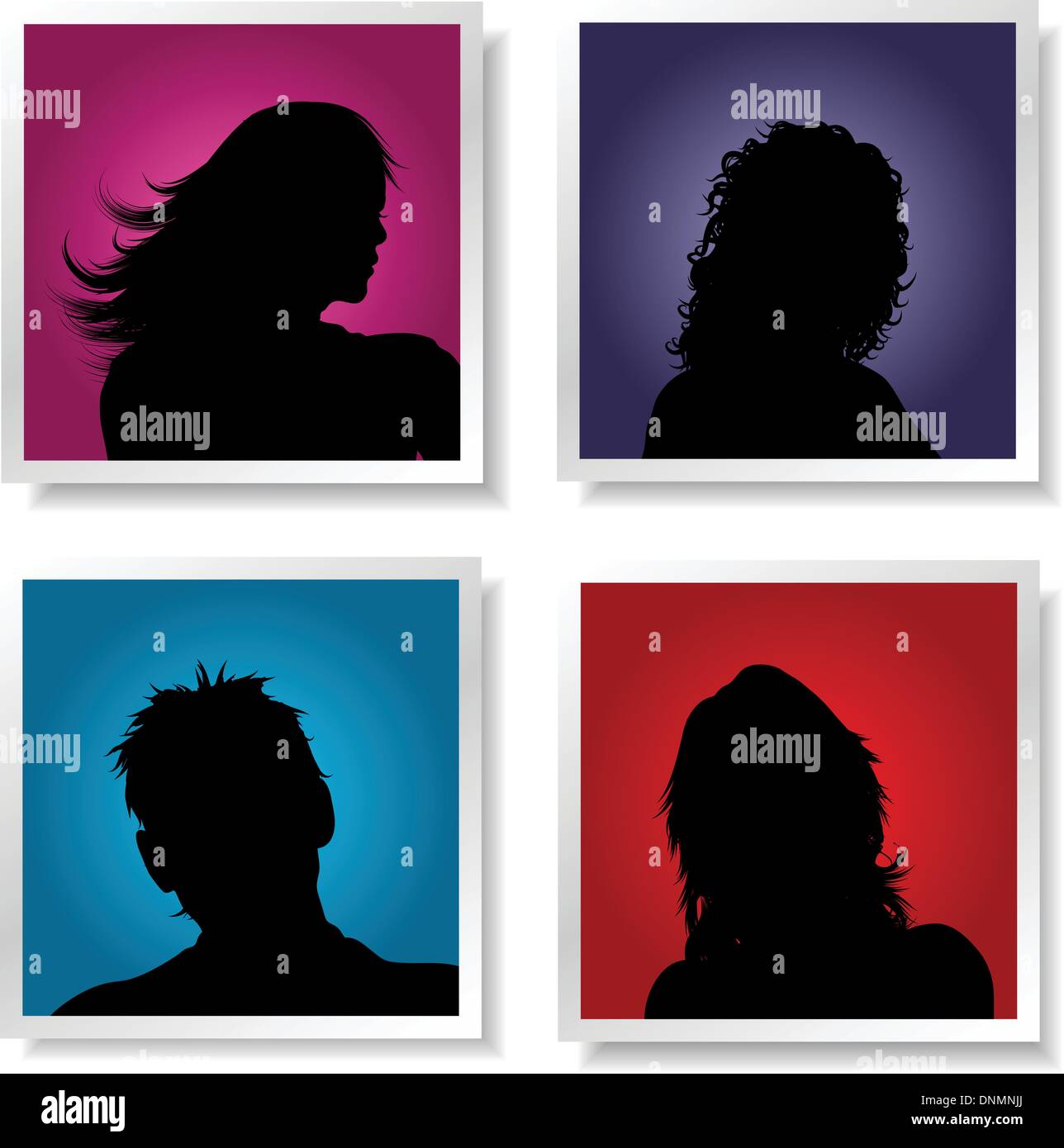 Silhouettes of people on coloured gradient backgrounds Stock Vector ...