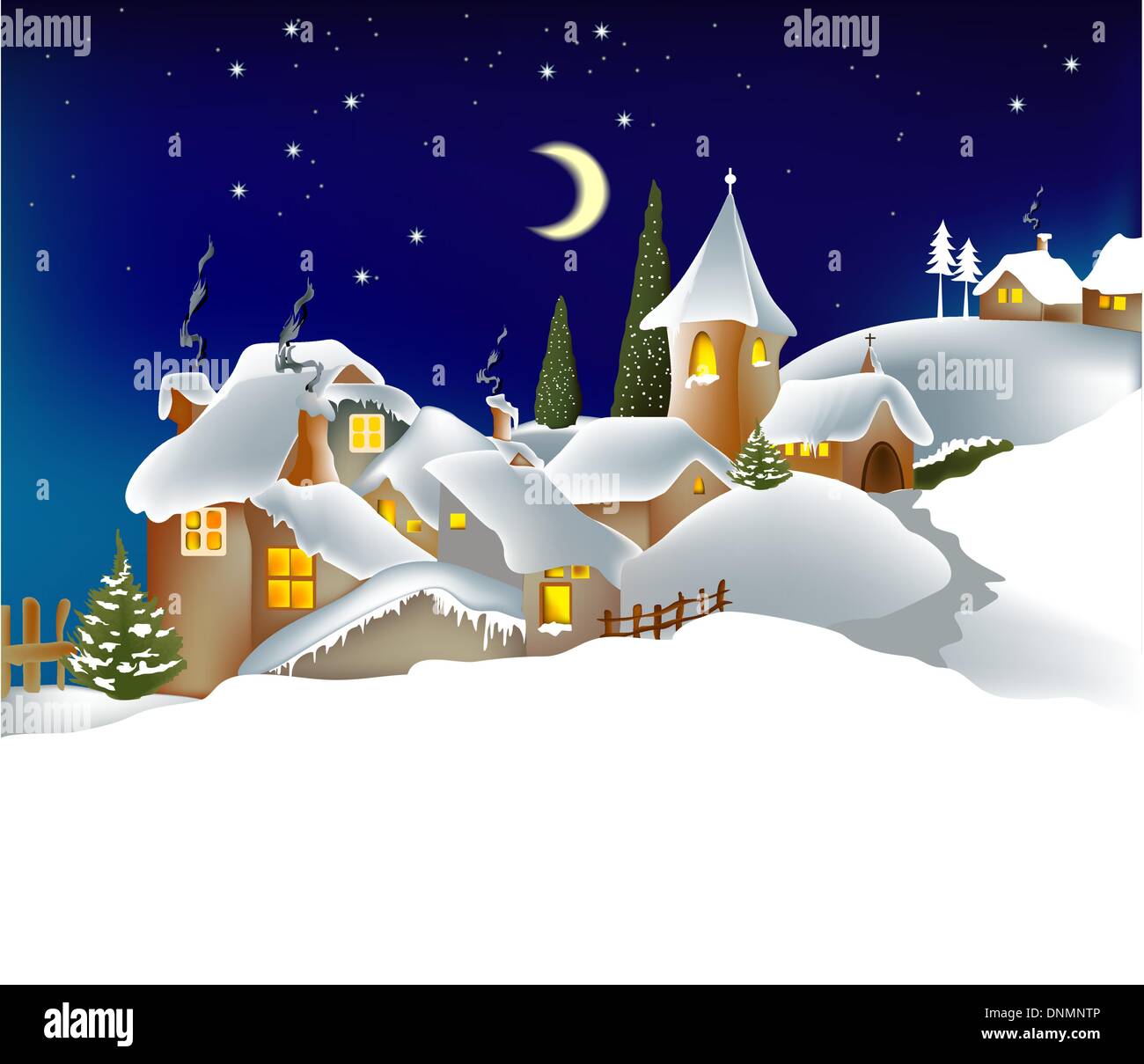 Winter village Stock Vector Images - Alamy