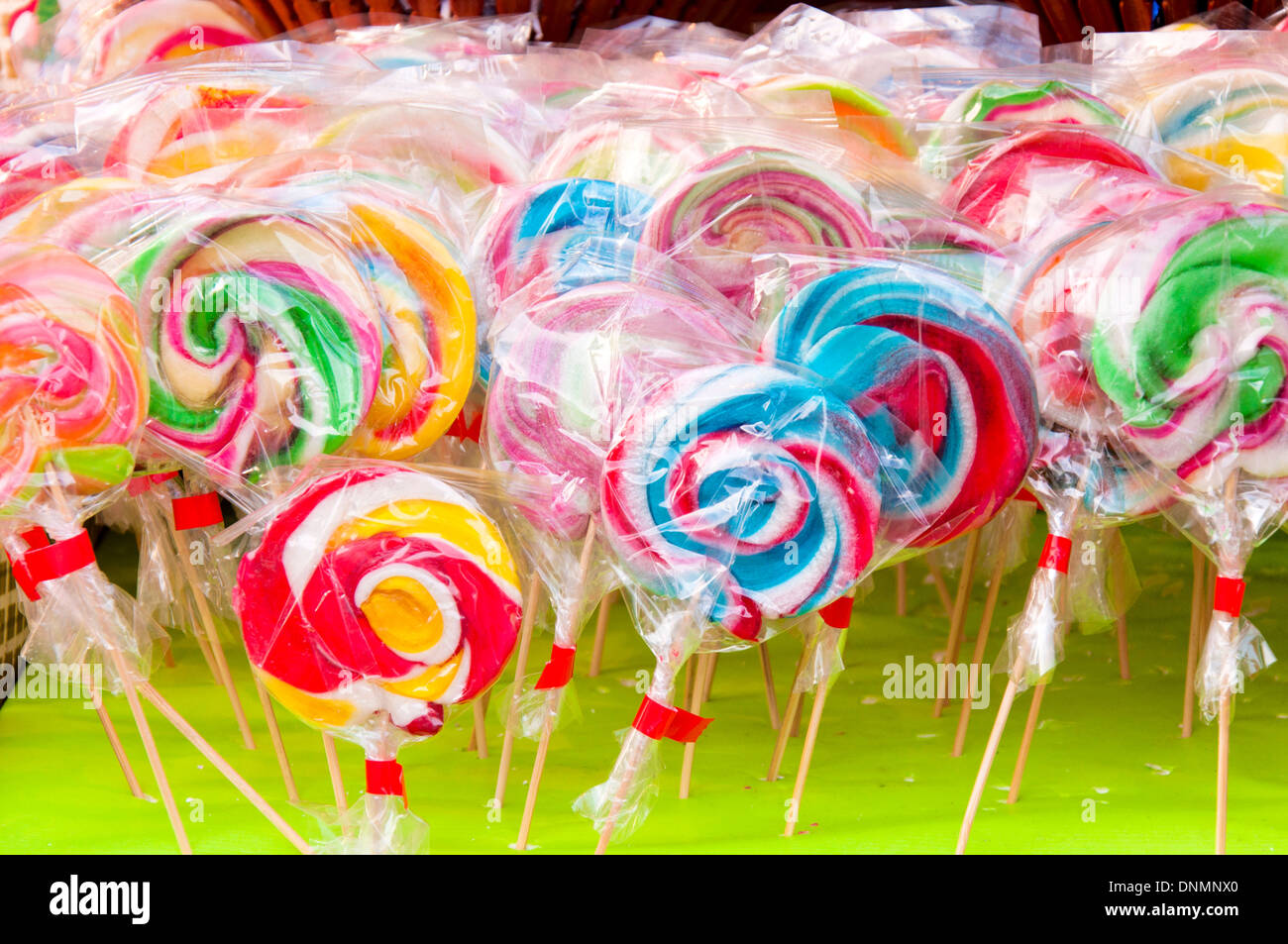 Large group of the lollipops.Selective focus on the front lollipops ...