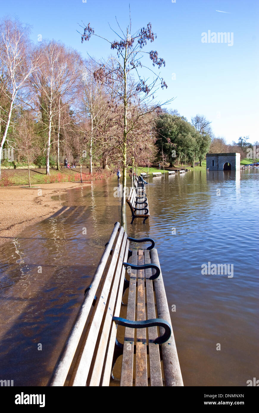 The flooded lake in Mote Park Maidstone Kent Stock Photo - Alamy