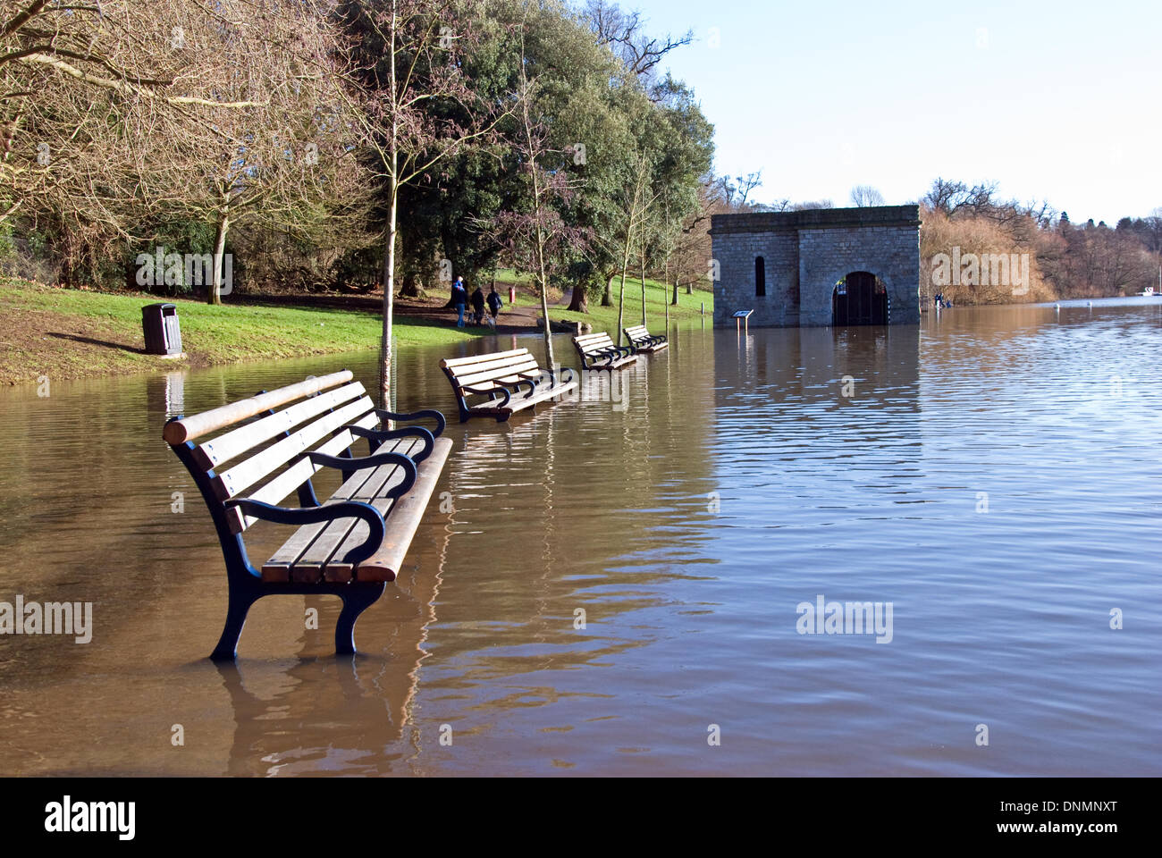 The flooded lake in Mote Park Maidstone Kent Stock Photo - Alamy