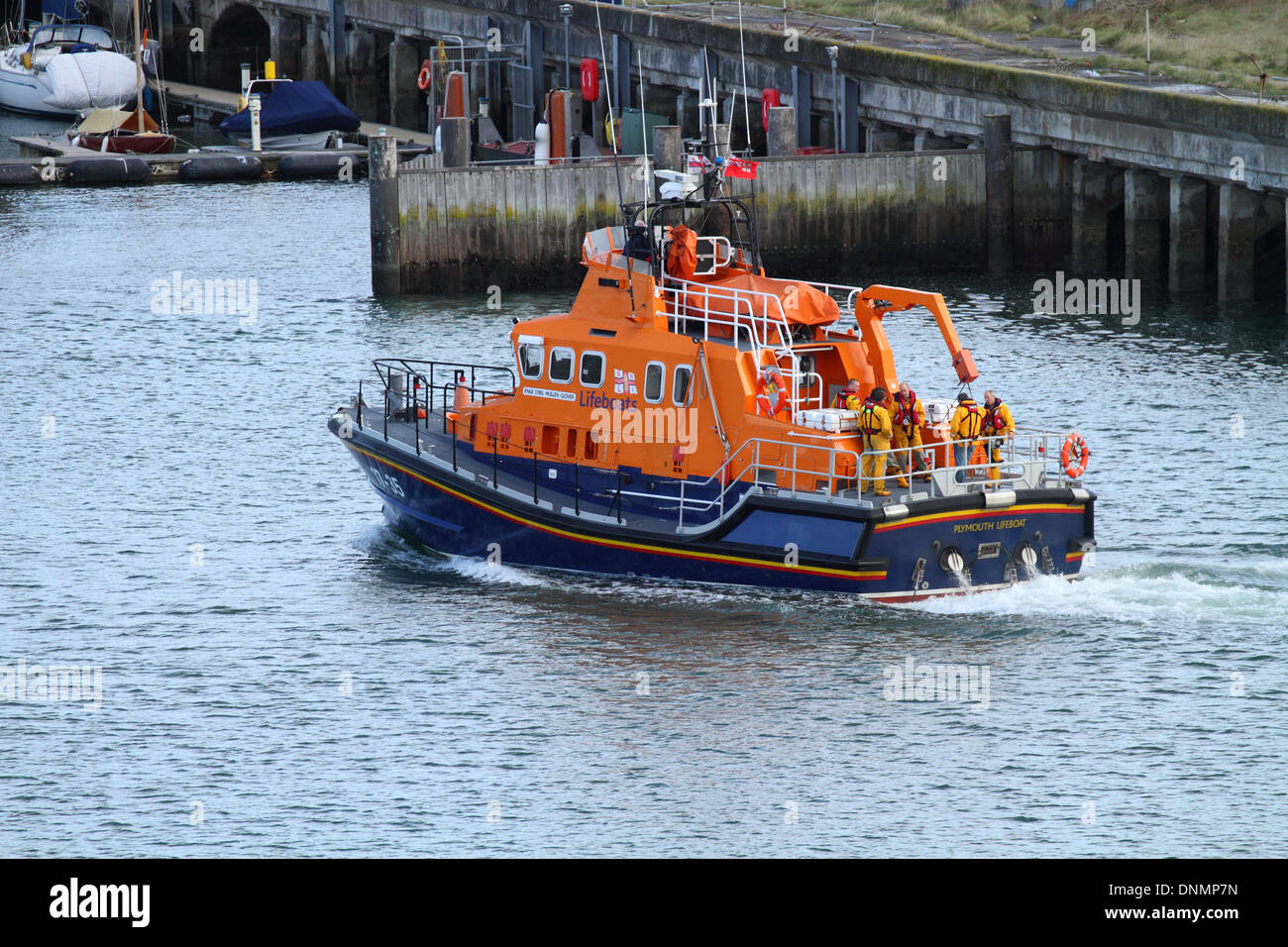 Plymouth lifeboat - entering Millbay docks, Plymouth, Devon, UK Stock ...