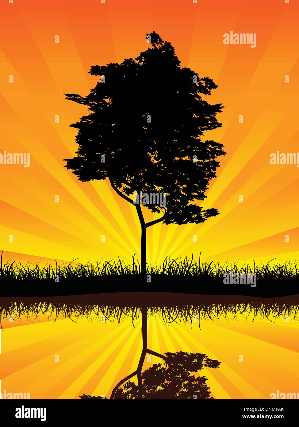 Tree silhouette reflections Stock Vector Images - Alamy