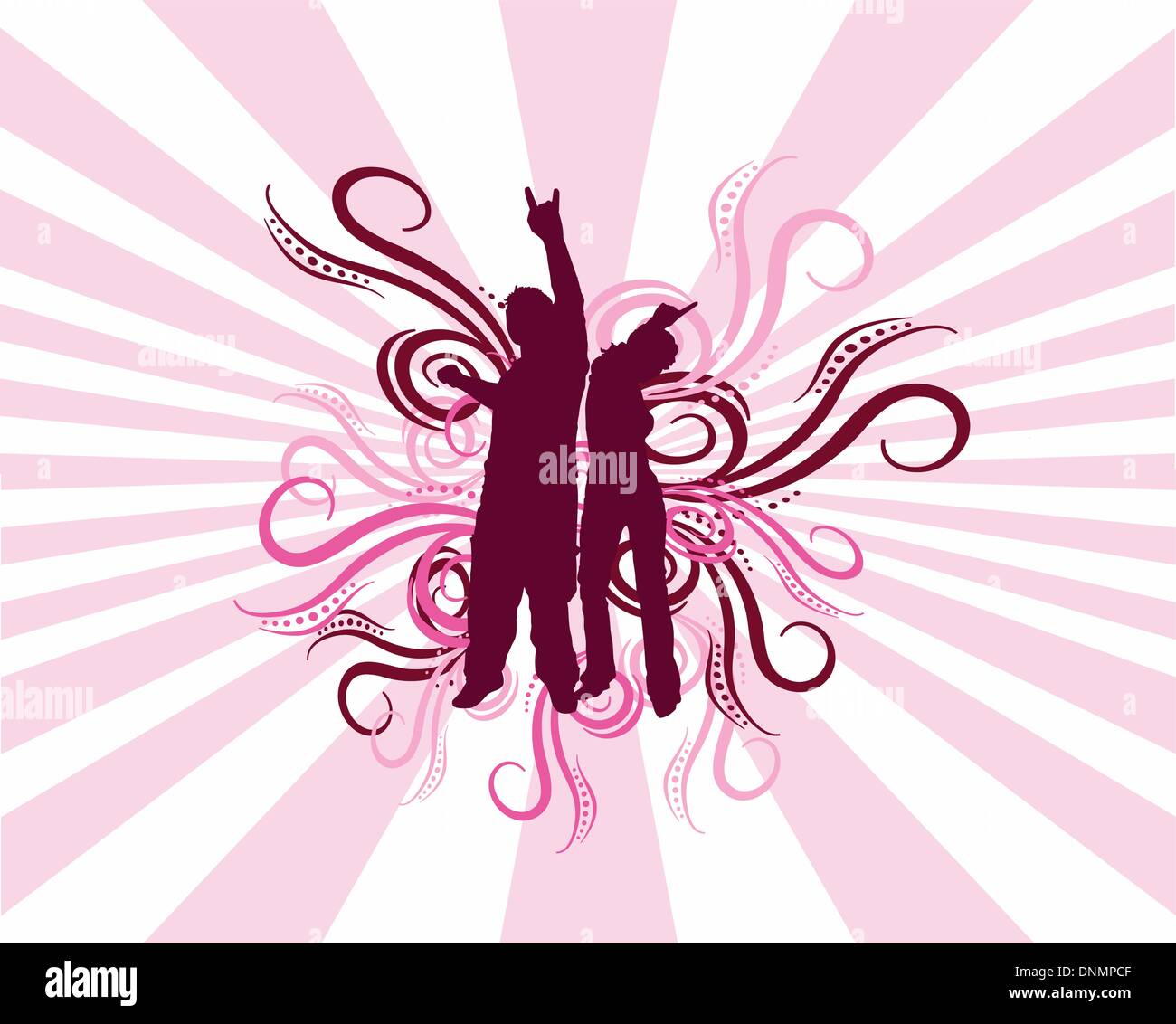 Silhouettes of people dancing on retro background Stock Vector Image ...