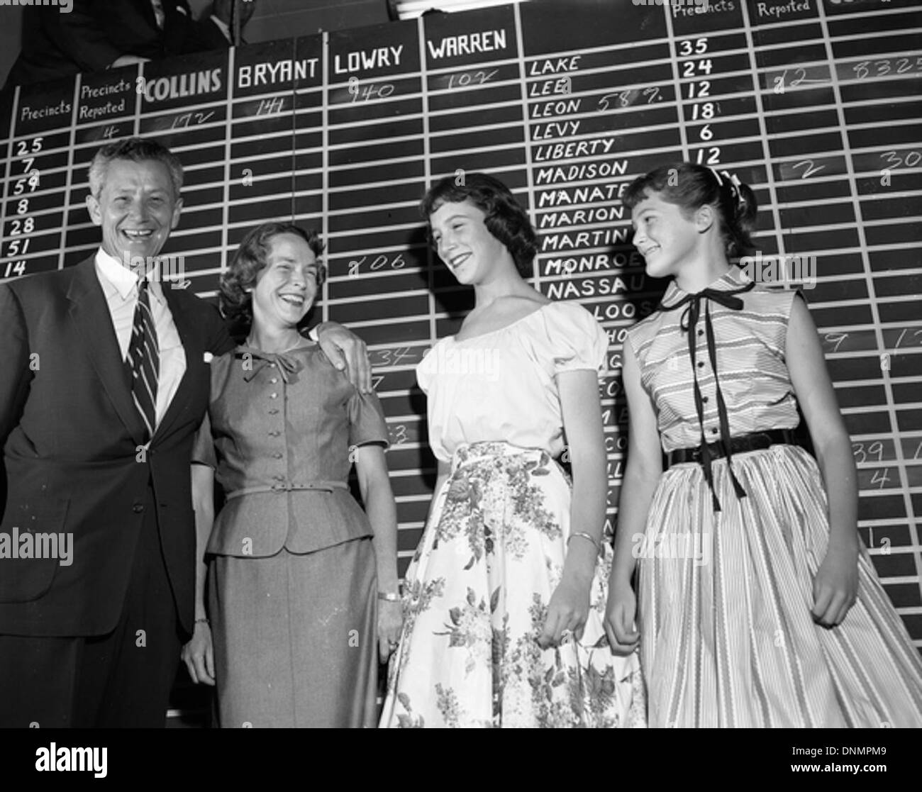 Governor LeRoy Collins, with his wife Jane Brevard Collins and ...