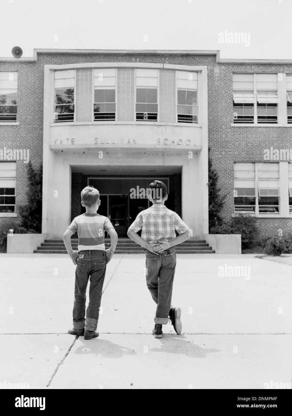 This 1950s photograph shows students standing in front of Kate Sullivan ...