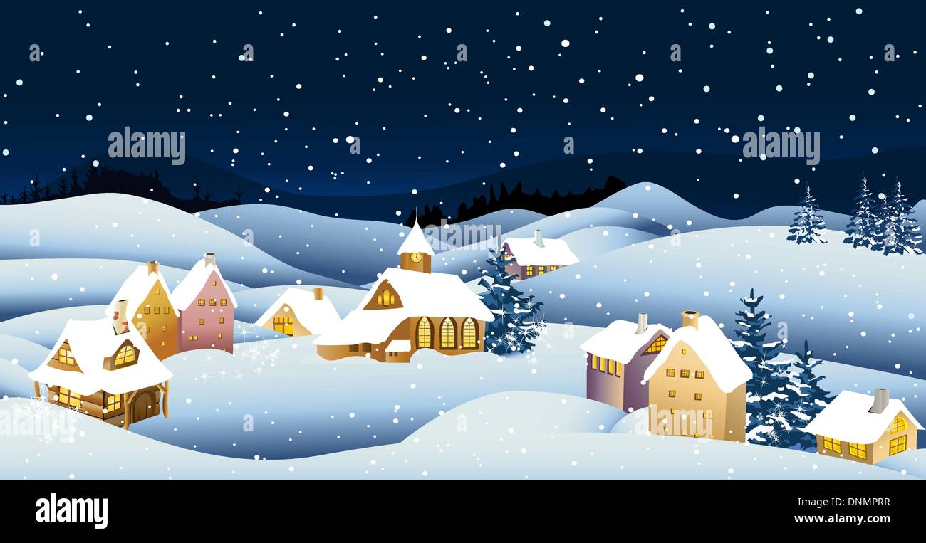 Cartoon winter town Stock Vector Image & Art - Alamy