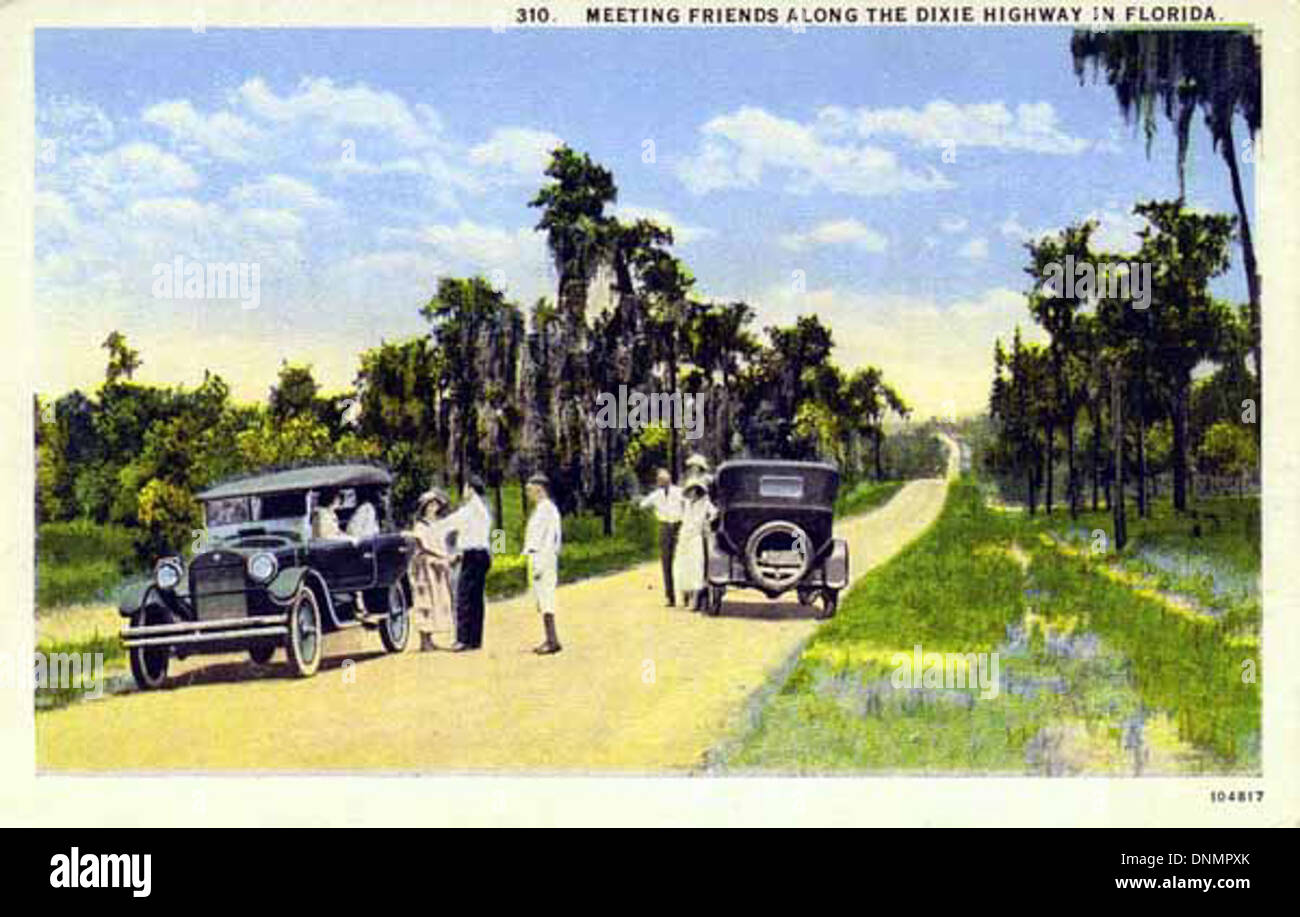 The image features classic automobiles traveling along the Dixie ...