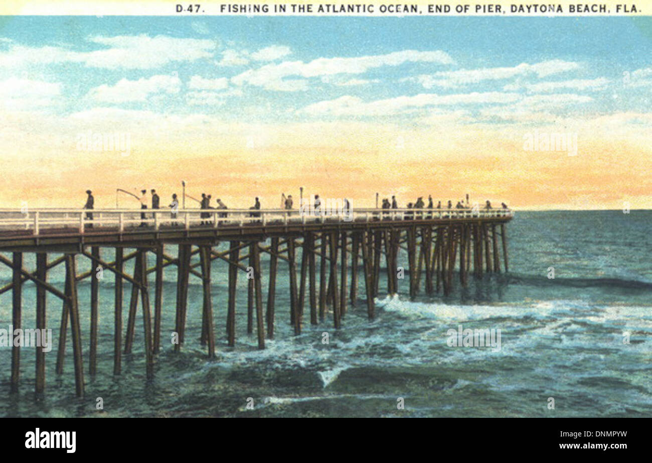 A postcard from the 1920s showing fishermen on the end of a pier in ...