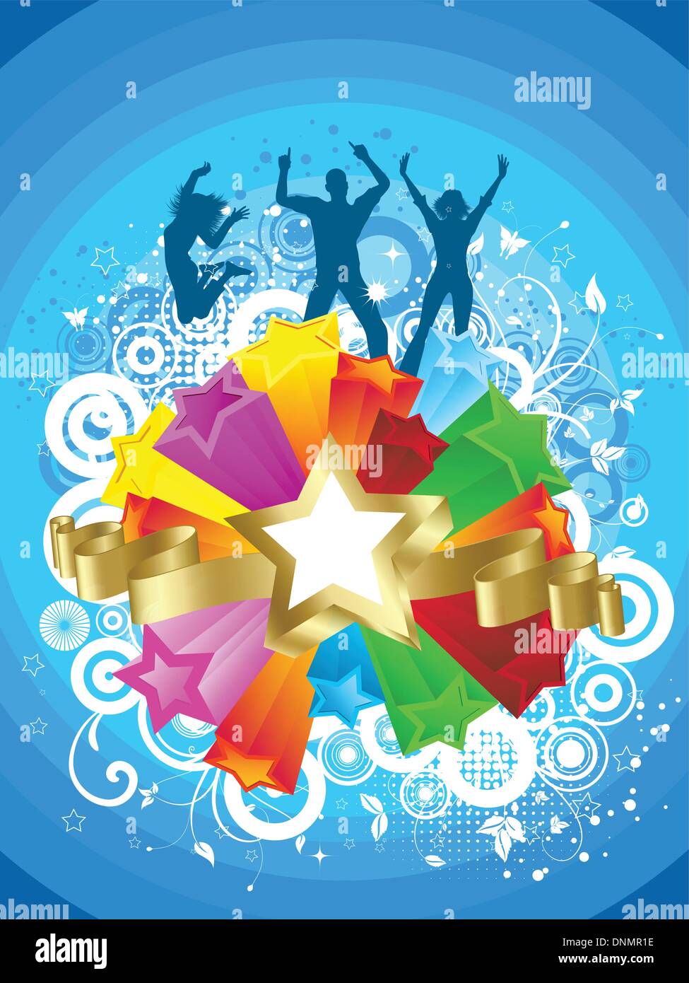 Silhouettes of people dancing on funky retro background Stock Vector ...