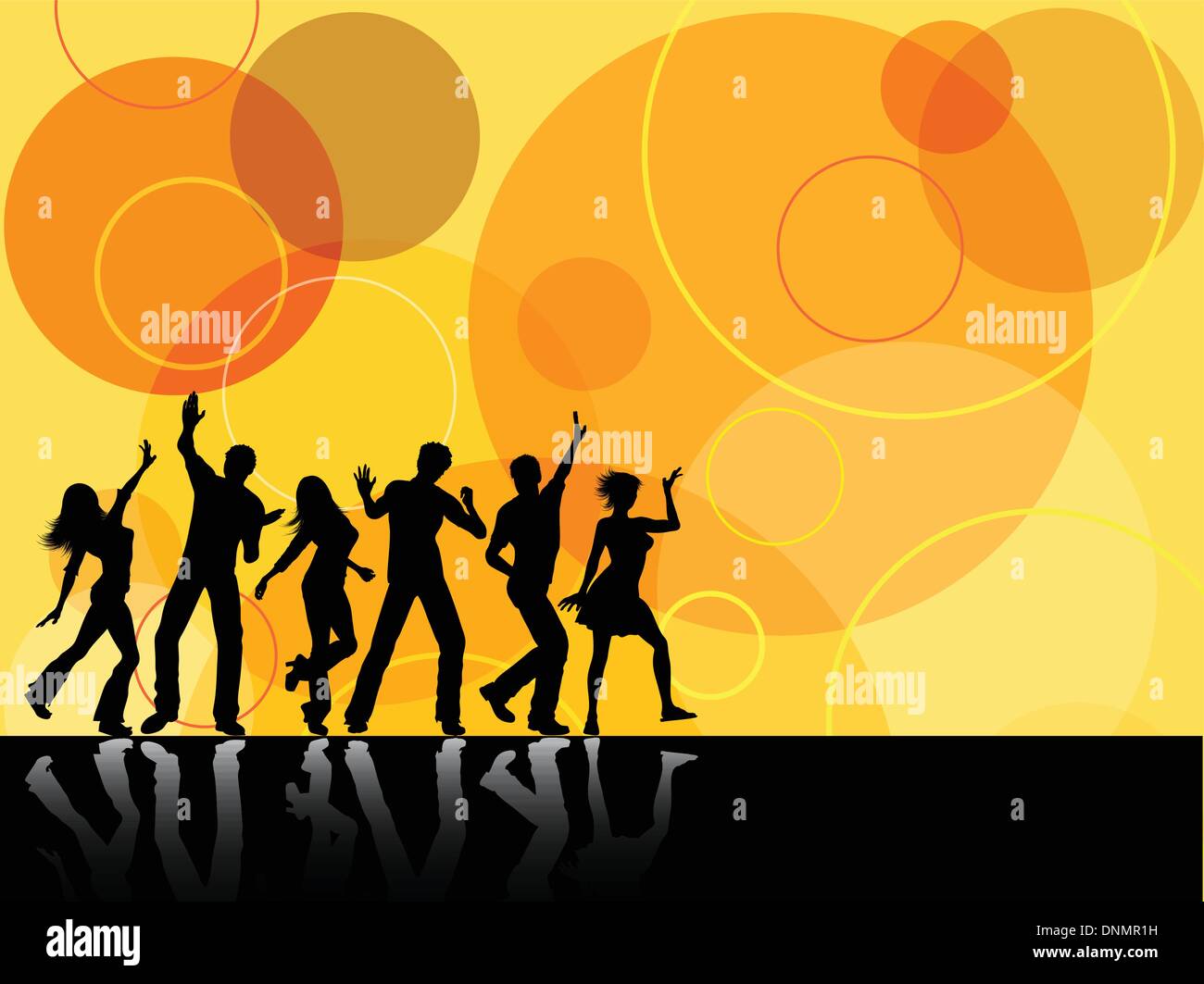 Silhouettes of people dancing on retro background Stock Vector Image ...