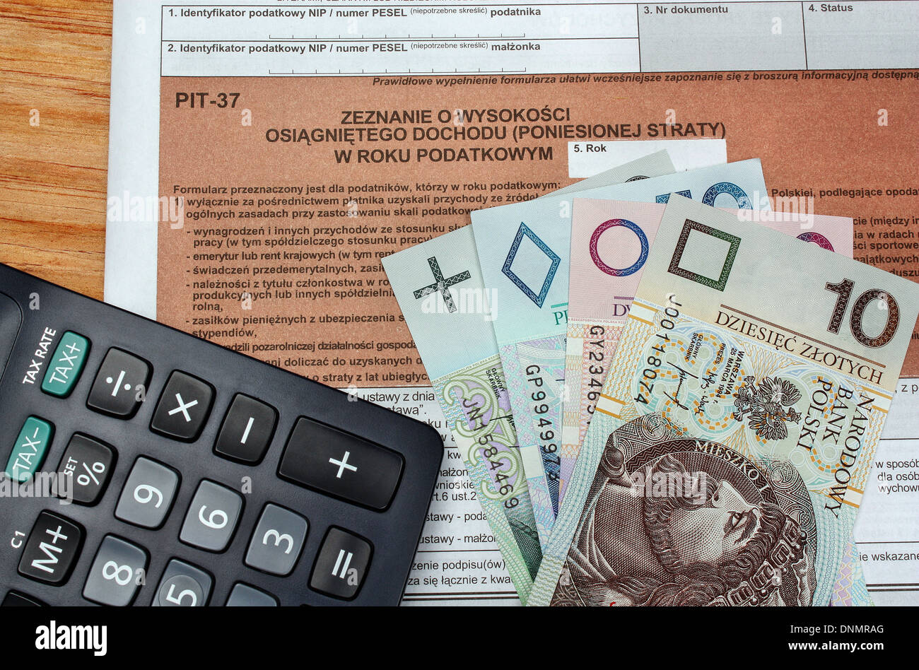 Money advance return for polish tax Stock Photo - Alamy