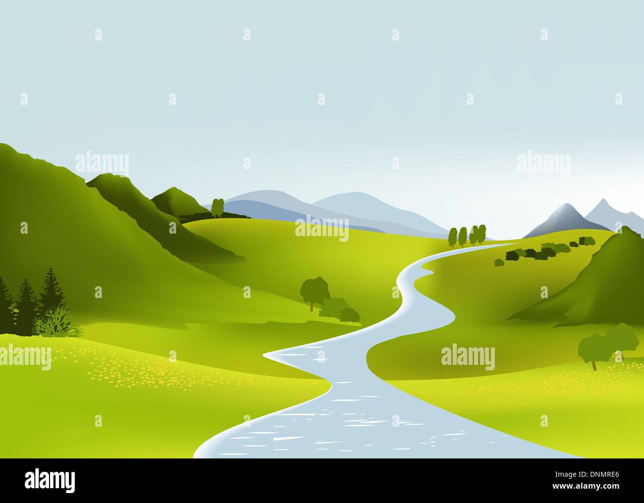 Rural countryside landscape view Stock Vector Images - Alamy
