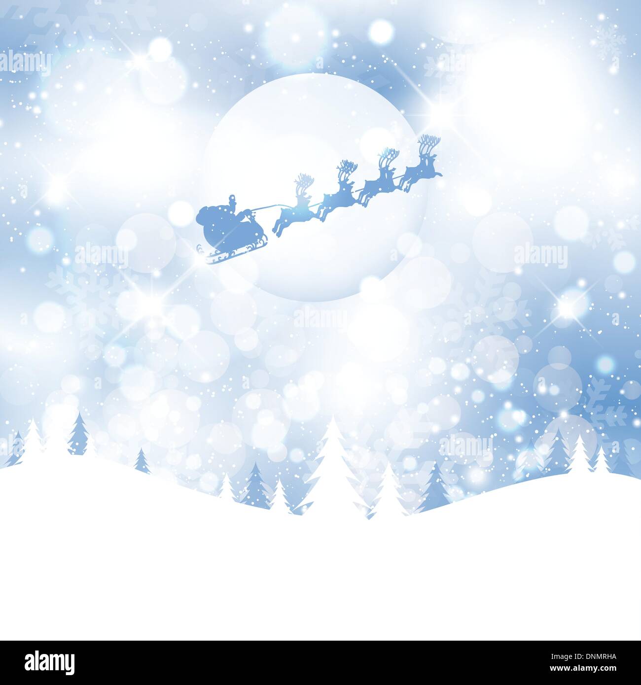 Christmas backgroud with santa flying through the night sky Stock ...