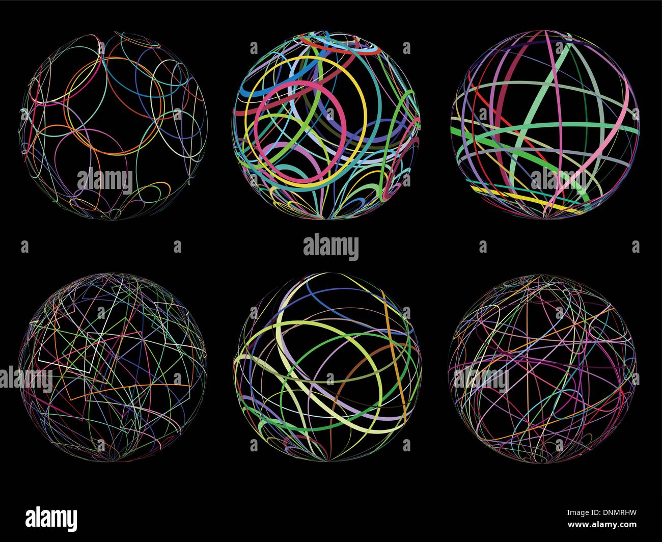Various designs of scribble spheres in multi colours Stock Vector Image ...