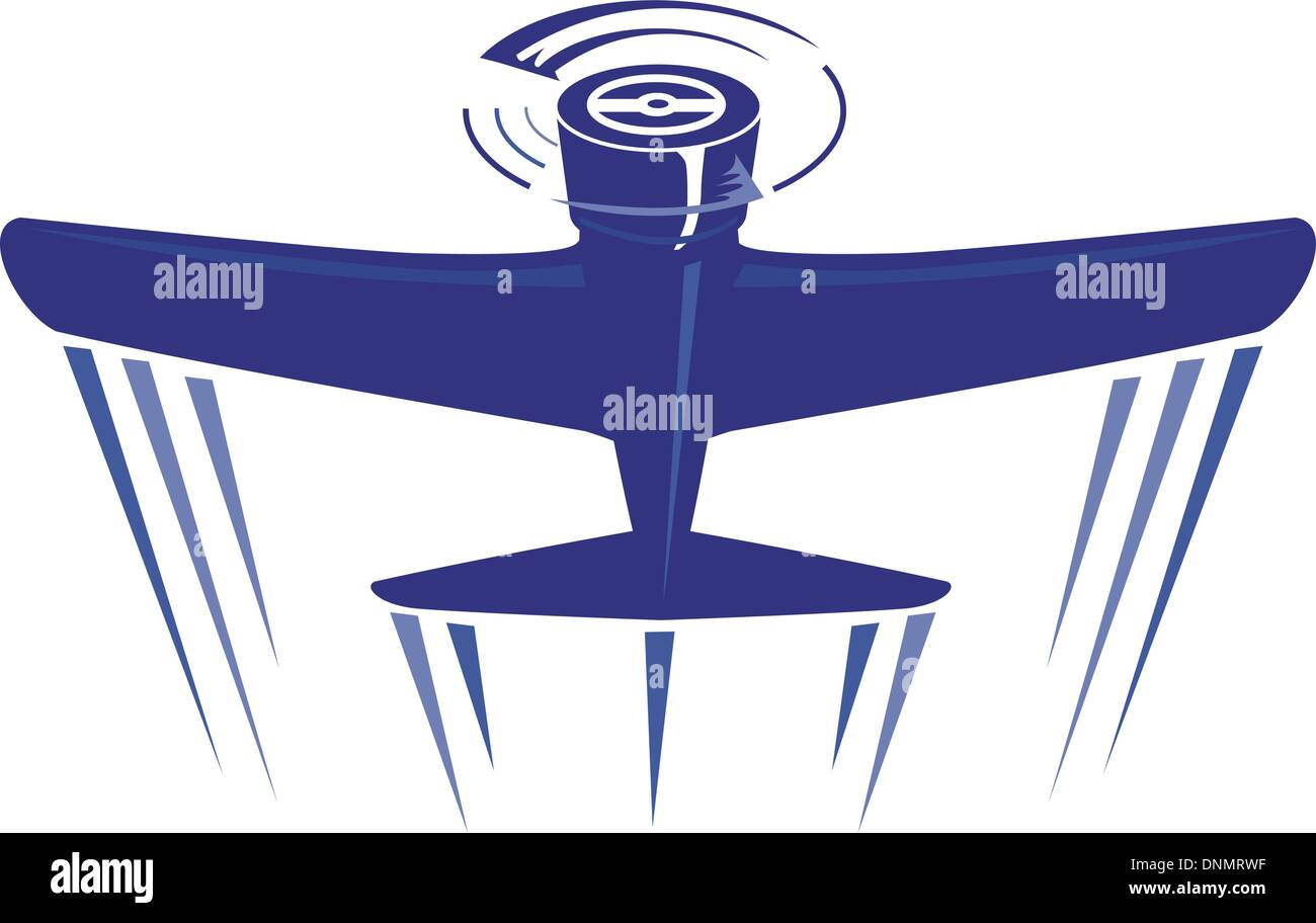 Illustration of a propeller airplane airliner on flight flying isolated ...