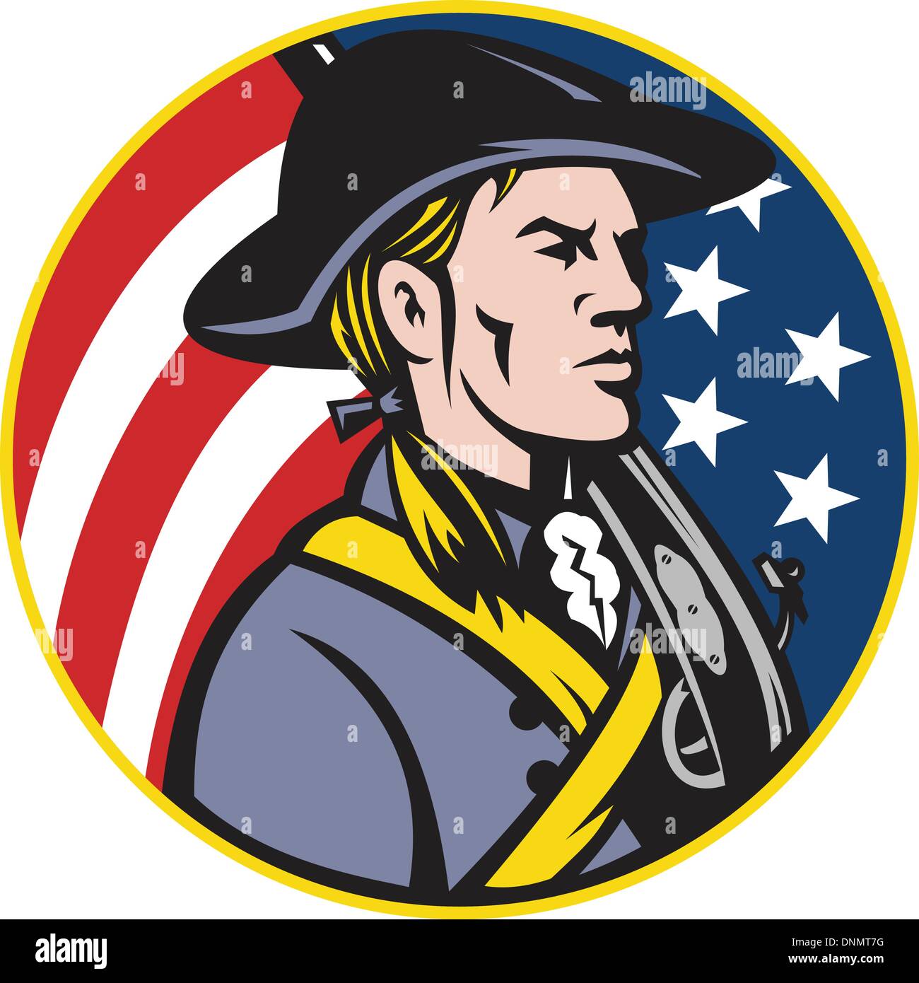 Illustration of an American patriot minuteman revolutionary soldier ...