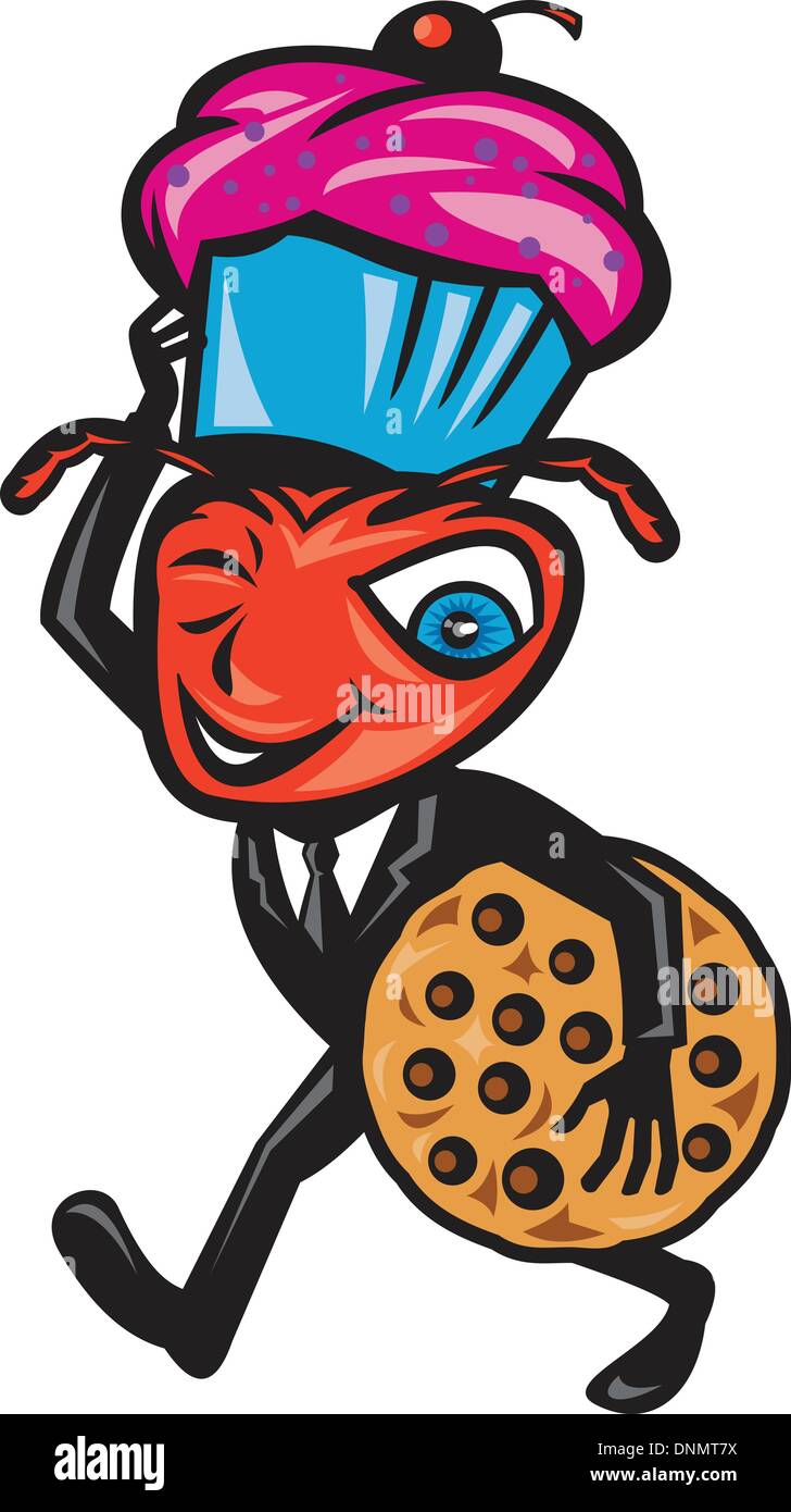 Illustration of cartoon male ant wearing tuxedo business suit carrying ...