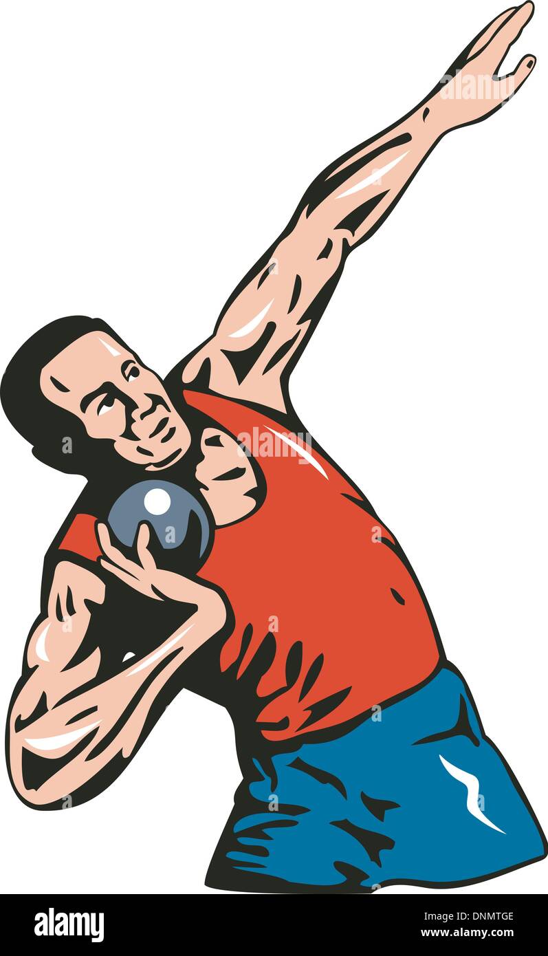illustration of an athlete shot put throw done in retro style Stock Vector Image & Art - Alamy
