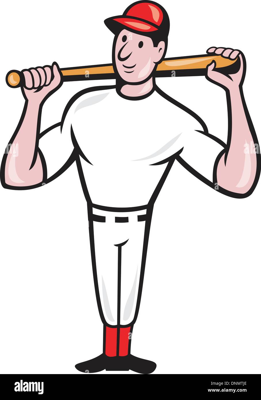 Illustration of a american baseball player batting bat on shoulder ...