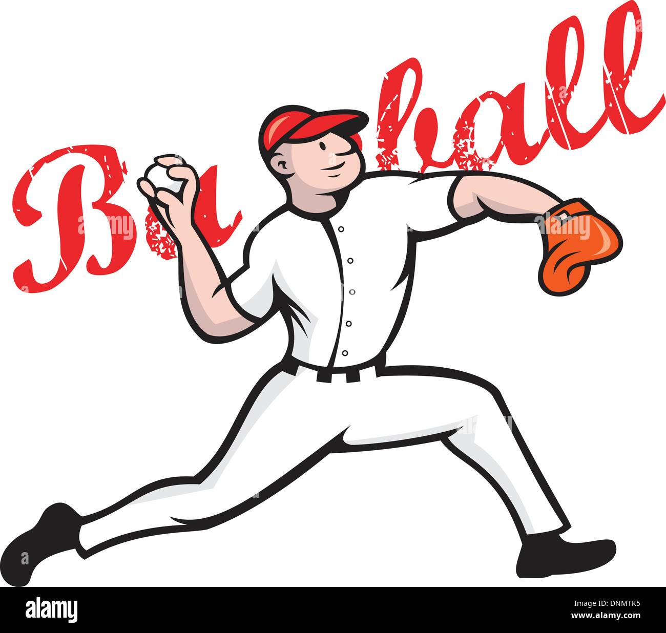Cartoon illustration of a baseball player pitcher pitching ball ...