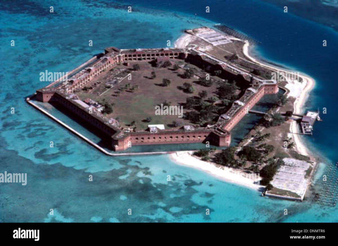 An aerial view of Fort Jefferson, located on Garden Key in the Dry ...