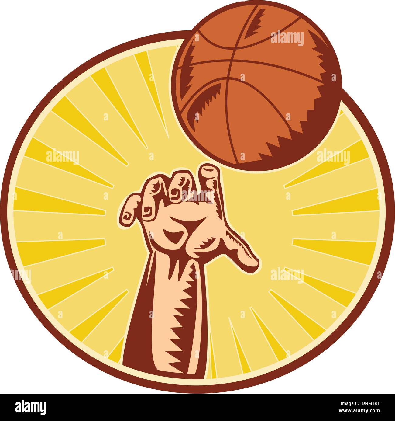 illustration of a hand catching ,throwing and rebounding basketball ...