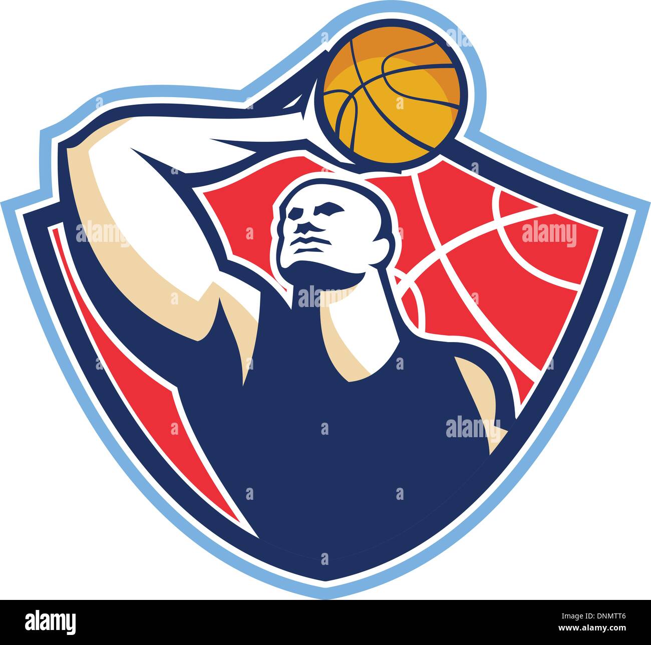 Illustration of a basketball player rebounding lay up ball set inside ...
