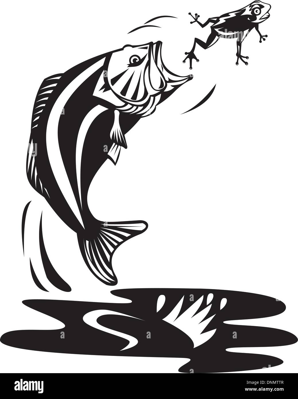 Bass Jumping Out Of Water Silhouette