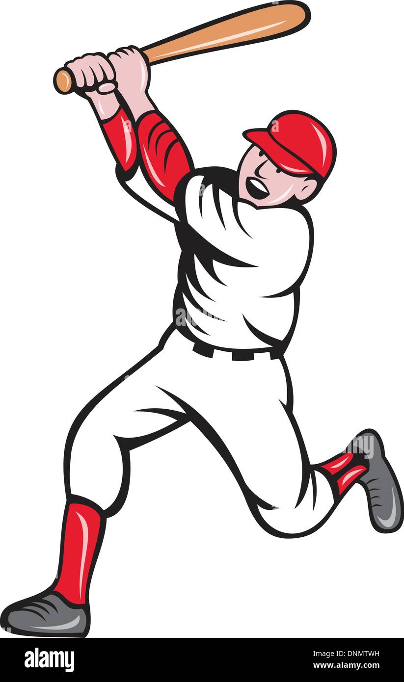 illustration of a baseball player batting cartoon style isolated on ...