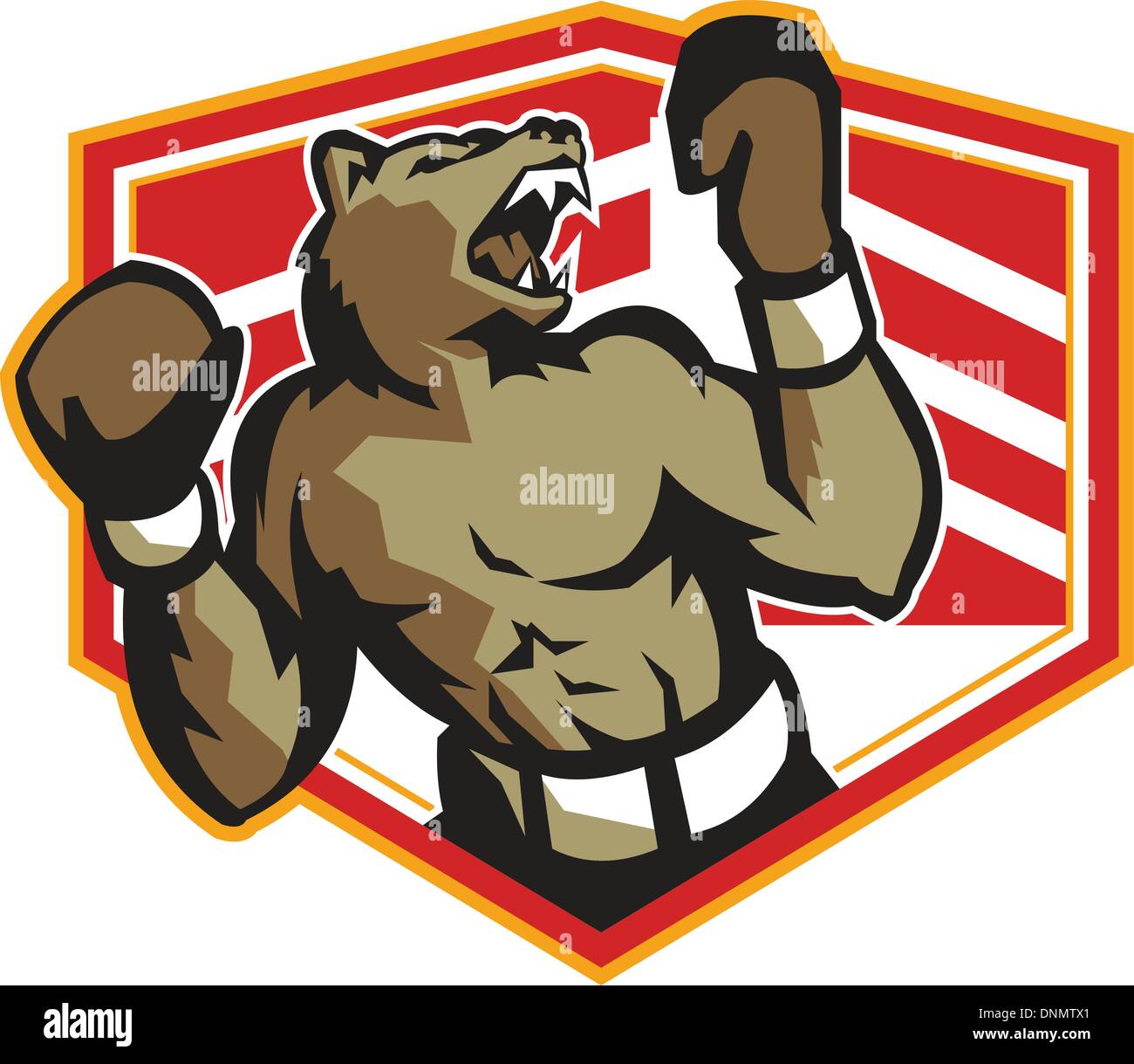 Illustration of an angry grizzly bear with gloves boxer boxing set ...