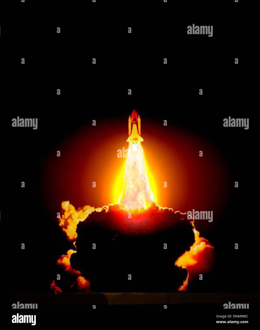 A nighttime Space Shuttle launch at Kennedy Space Center, Cape ...