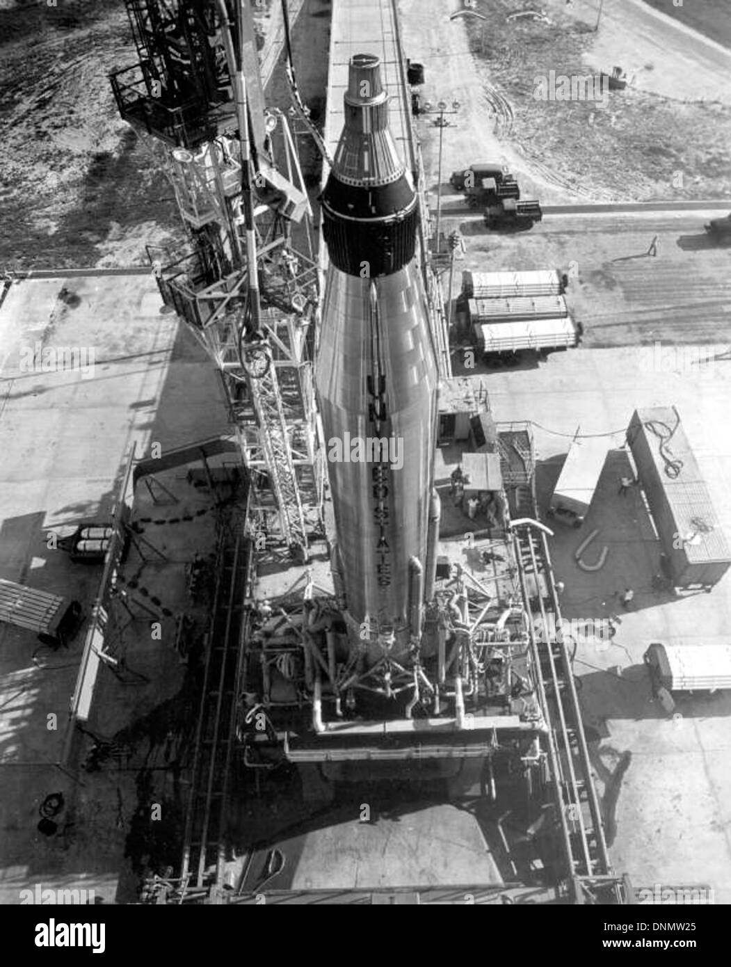The Atlas Missile 10D, carrying a Mercury Capsule, launched from Cape ...