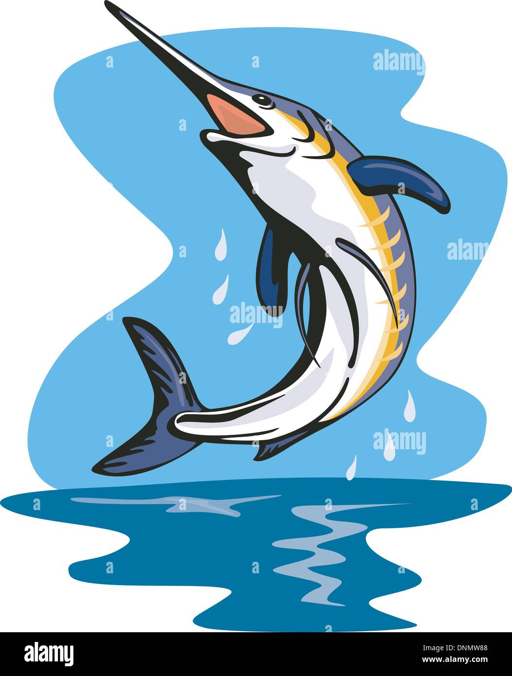 Illustration blue marlin fish jumping Stock Vector Images - Alamy