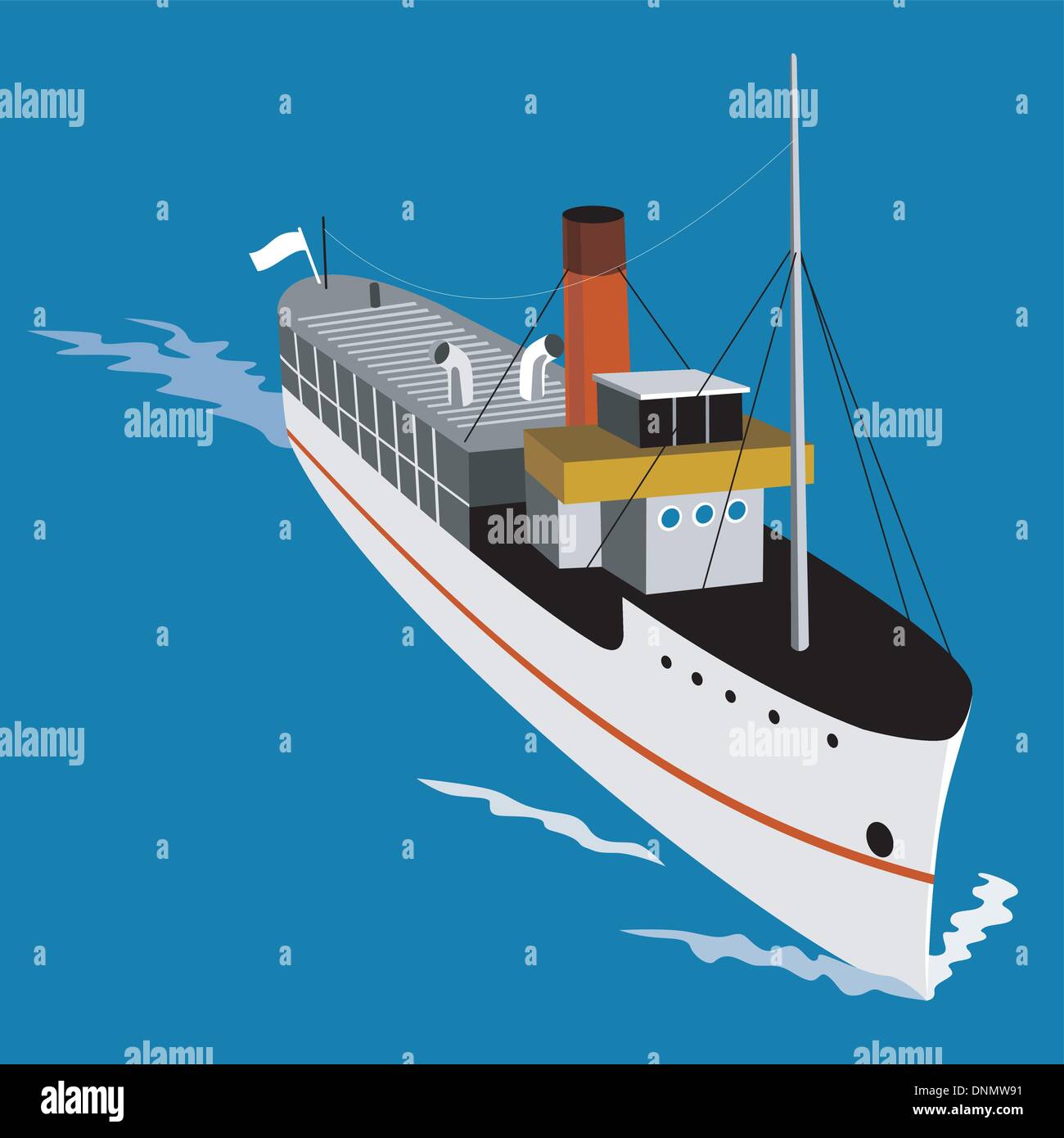 illustration of a passenger steamship boat done in retro style Stock ...