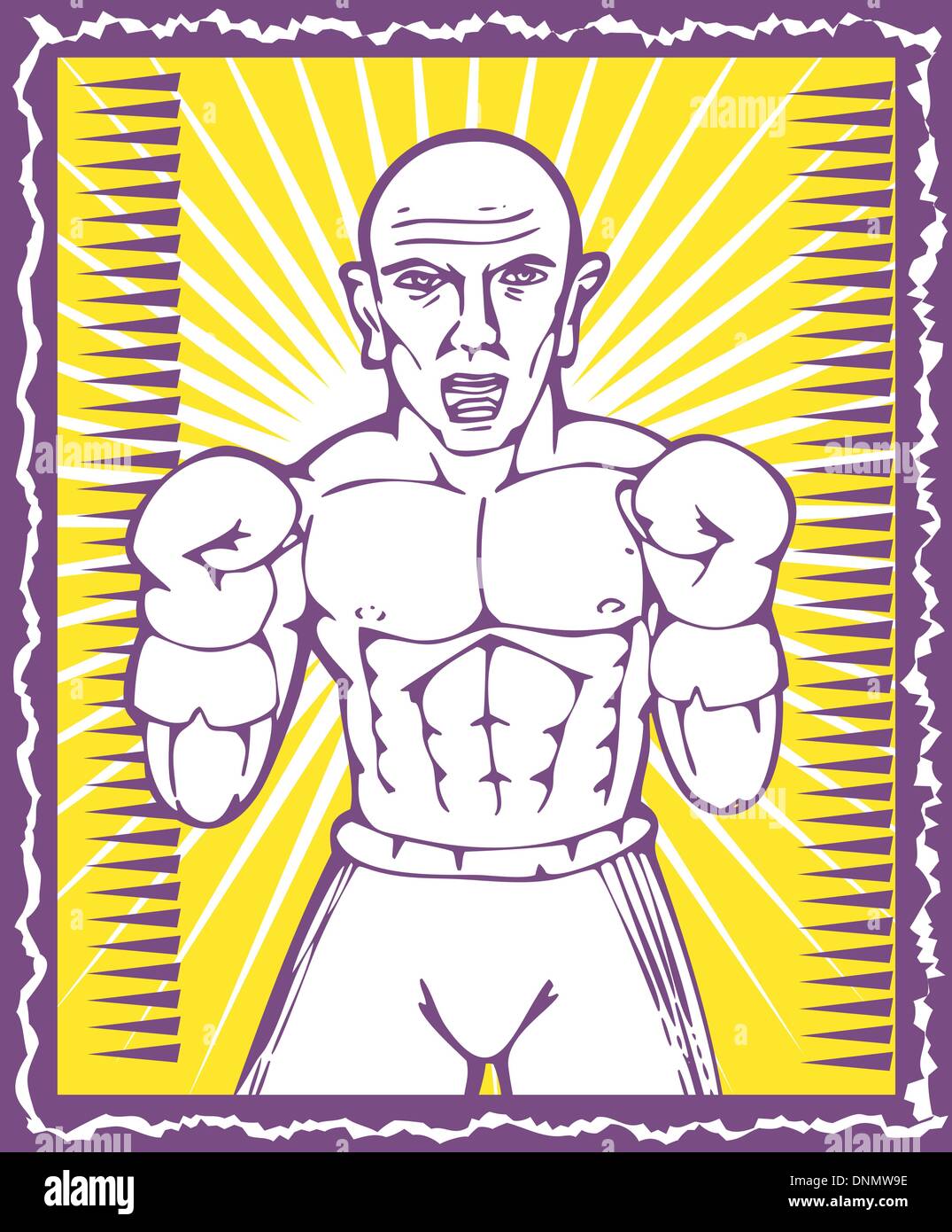illustration of a Boxer with boxing gloves posing inside frame facing ...