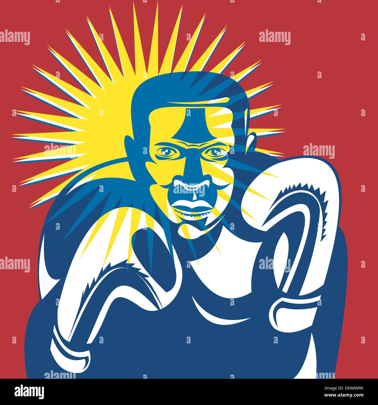 illustration of a boxer posing done in retro style Stock Vector Image ...