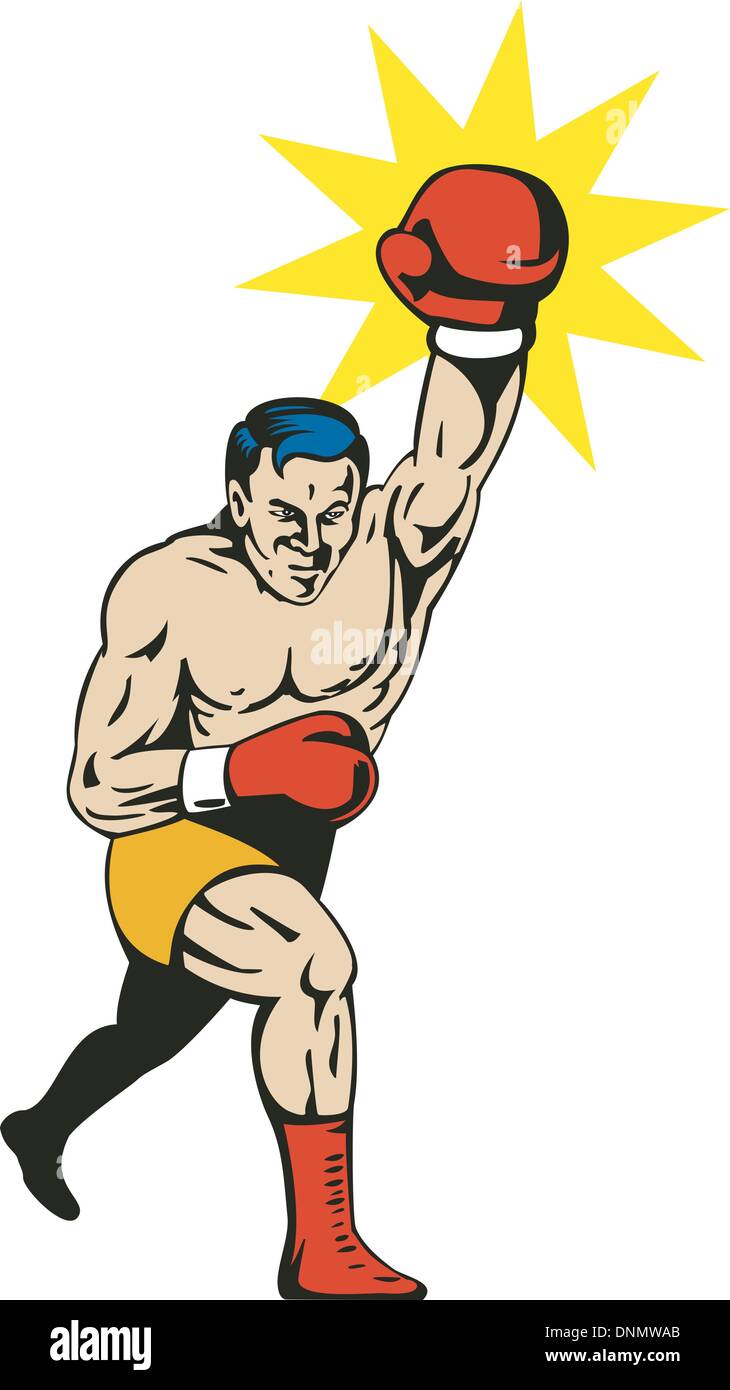 illustration of a boxer jabbing punching retro isolated on white Stock ...