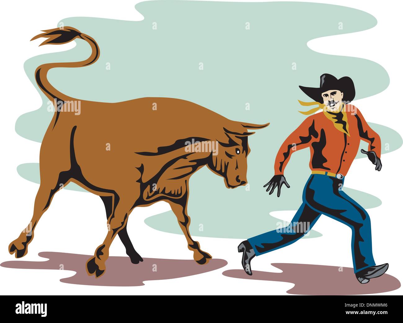 Rodeo bull charging Stock Vector Images - Alamy