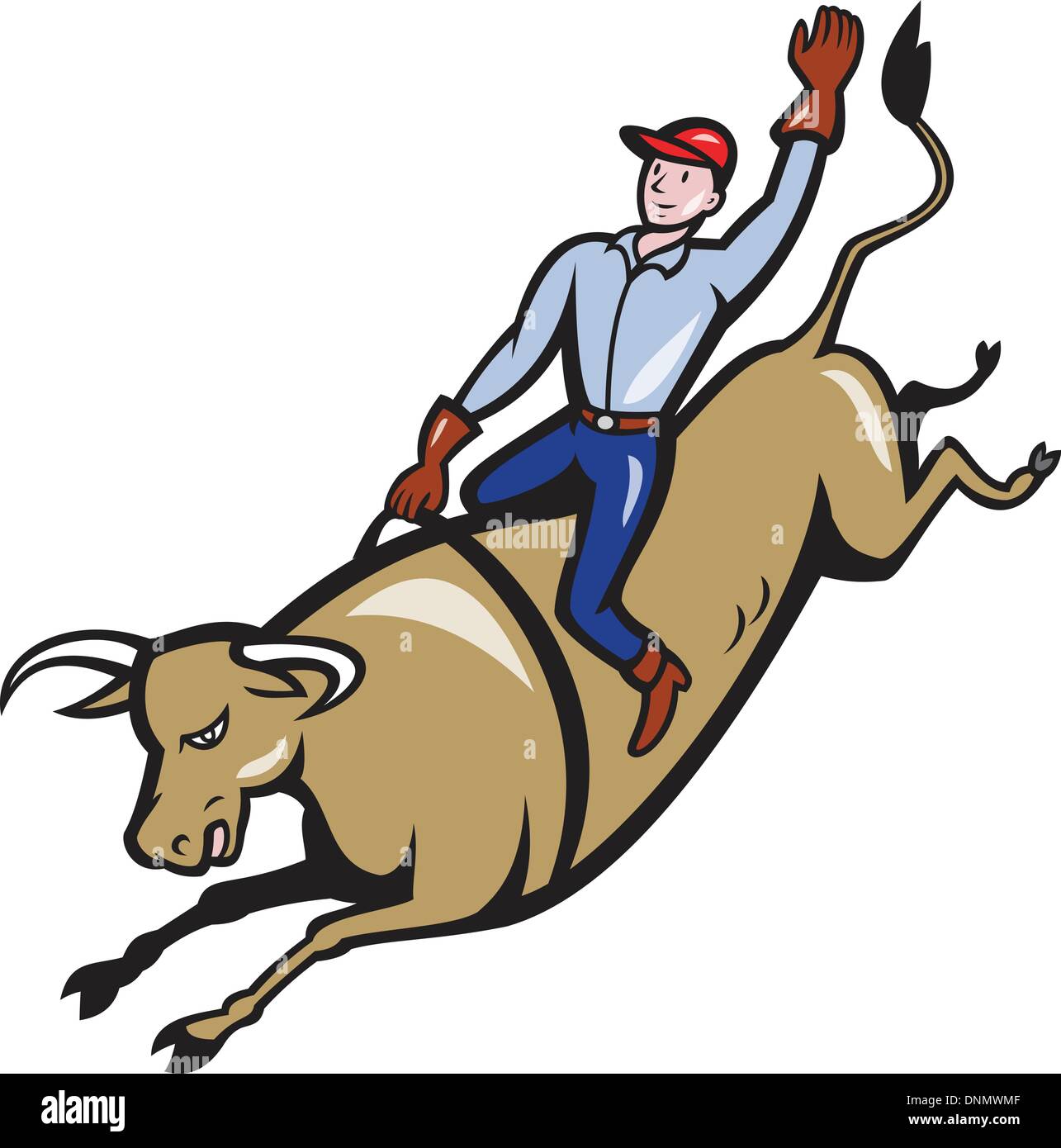 Rodeo cowboy bull riding cartoon hi-res stock photography and images ...