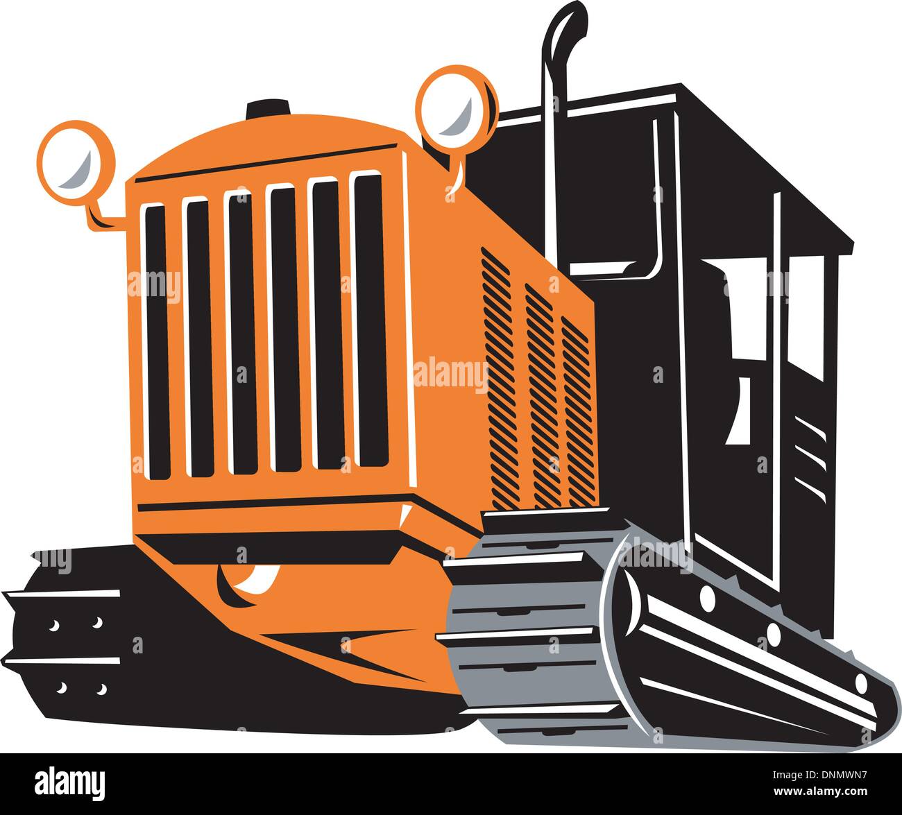 illustration of a vintage tractor on isolated background done in retro ...