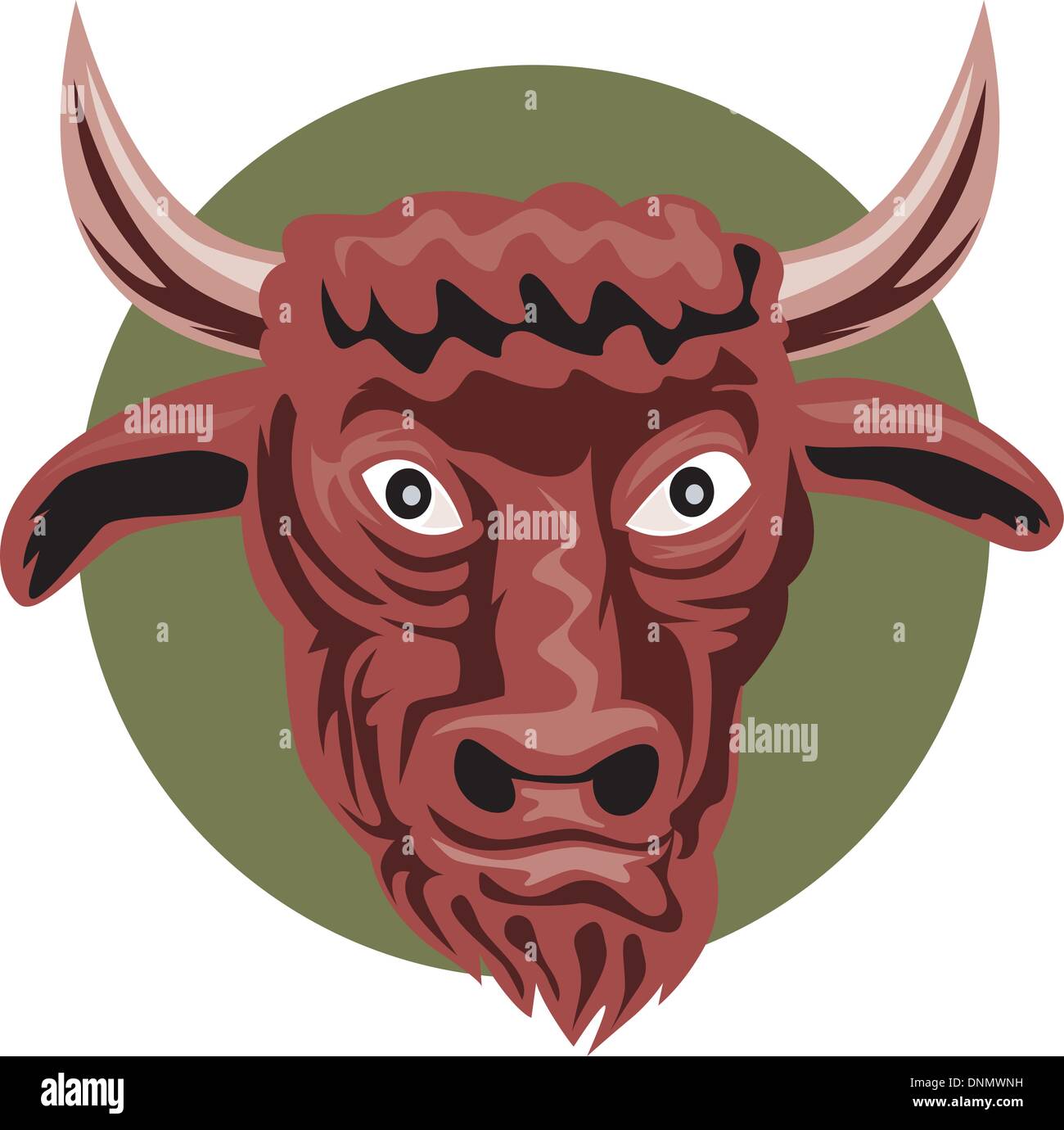 illustration of a raging angry bull head on isolated white background ...