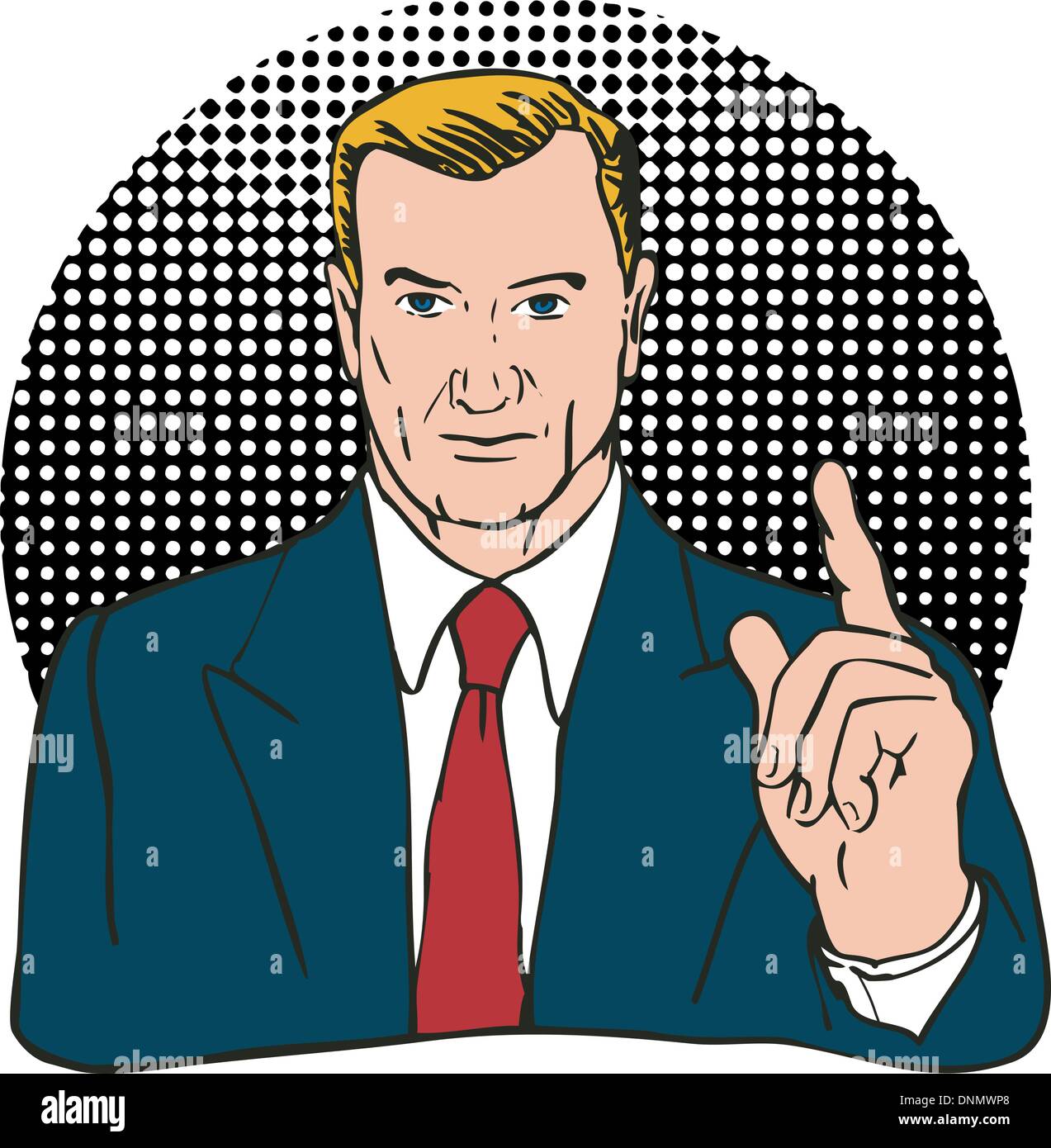Illustration of businessman with finger pointing number one sign done ...