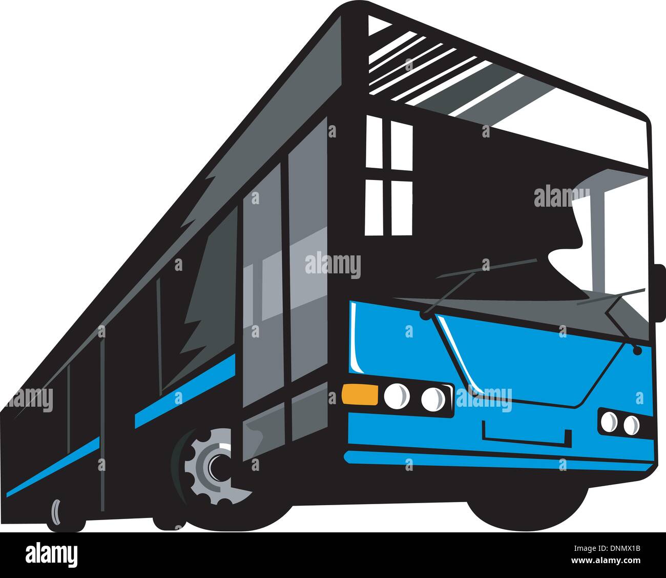 illustration of a shuttle coach bus on isolated background viewed from ...