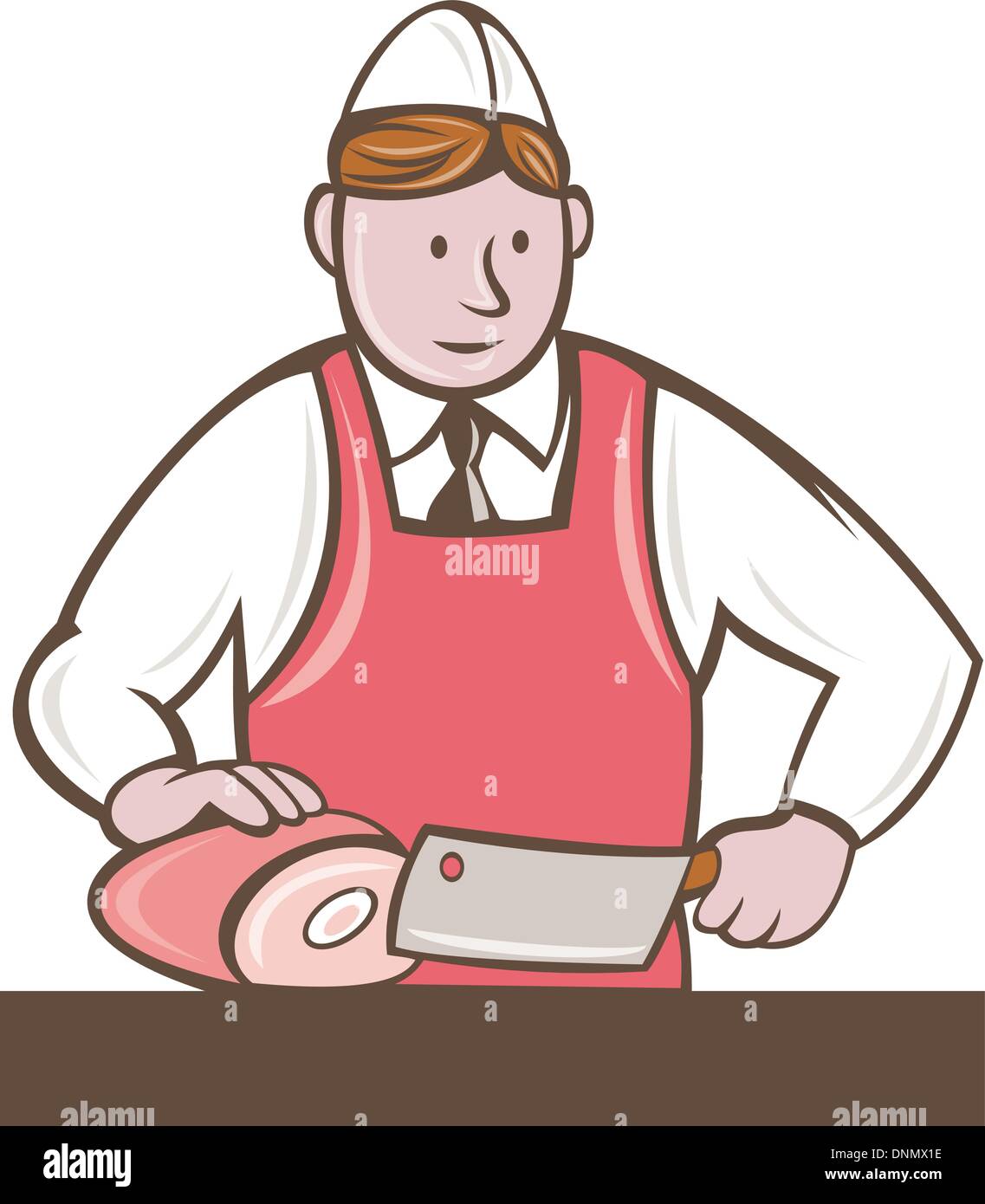 illustration of a cartoon butcher cutter with knife meat cleaver ...