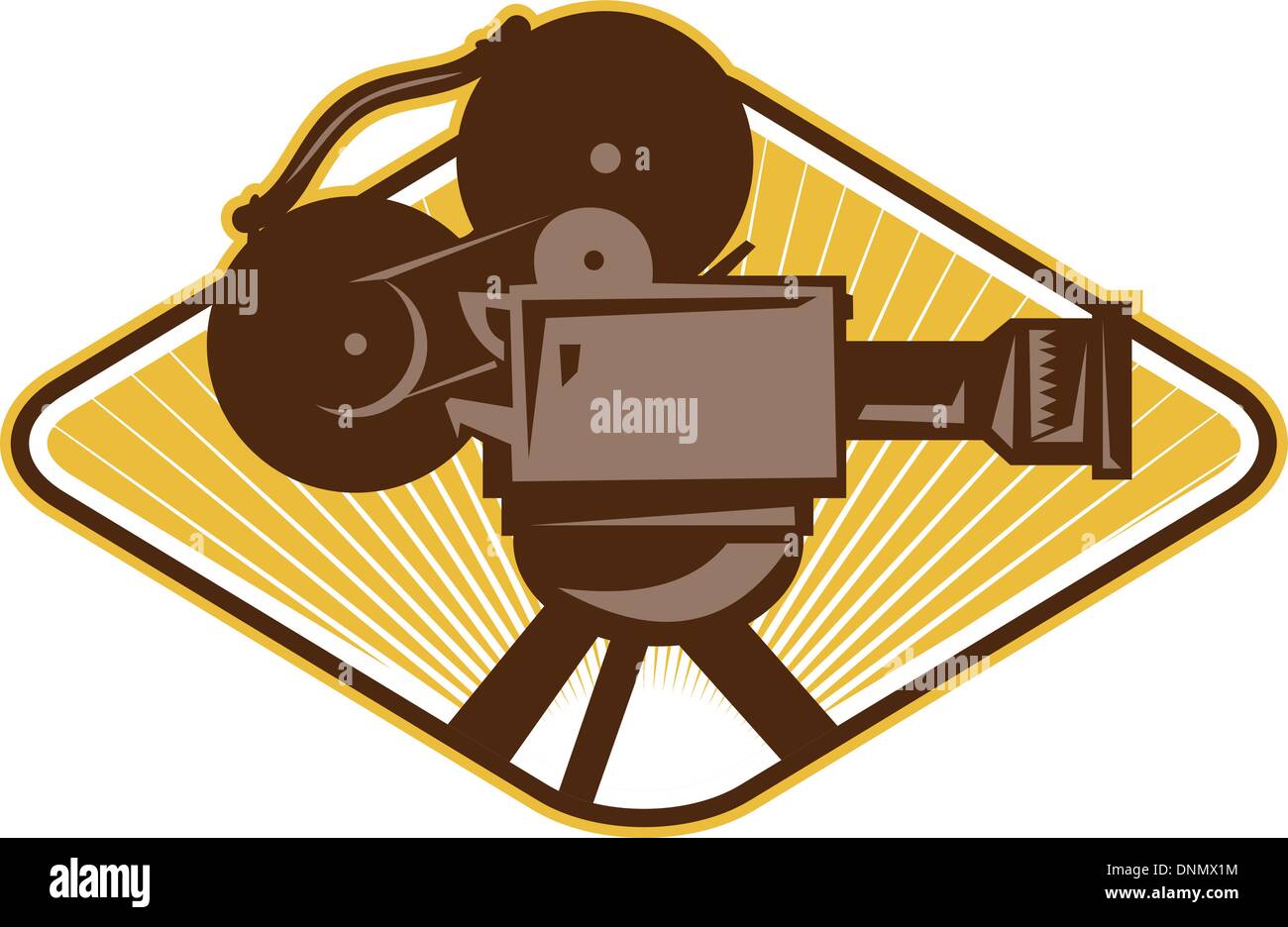 Illustration of a vintage movie film motion-picture camera set inside ...