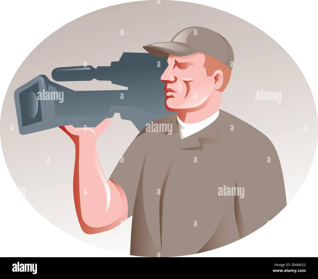 illustration of a cameraman film crew shooting with video movie camera ...