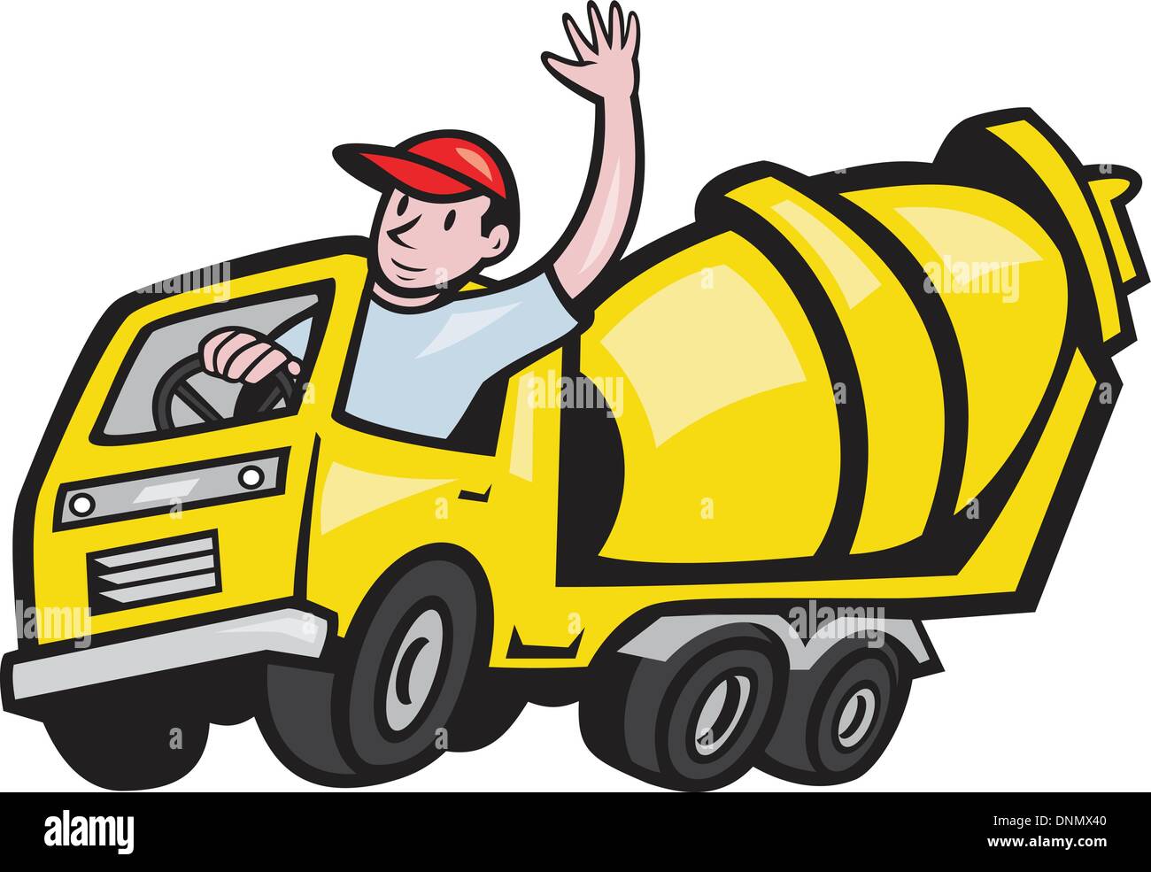 Illustration of a construction worker driver driving a cement truck ...